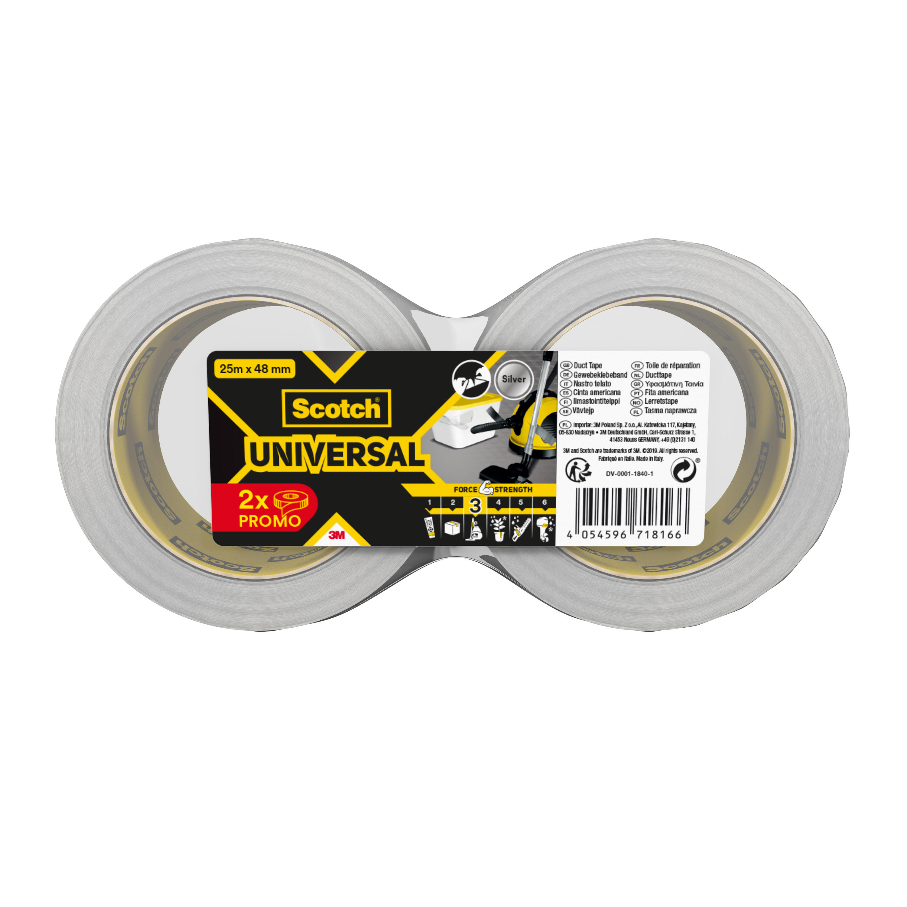 Lot de 2 adhésifs de réparation Universal SCOTCH L.25 m x l.48 mm gris ...