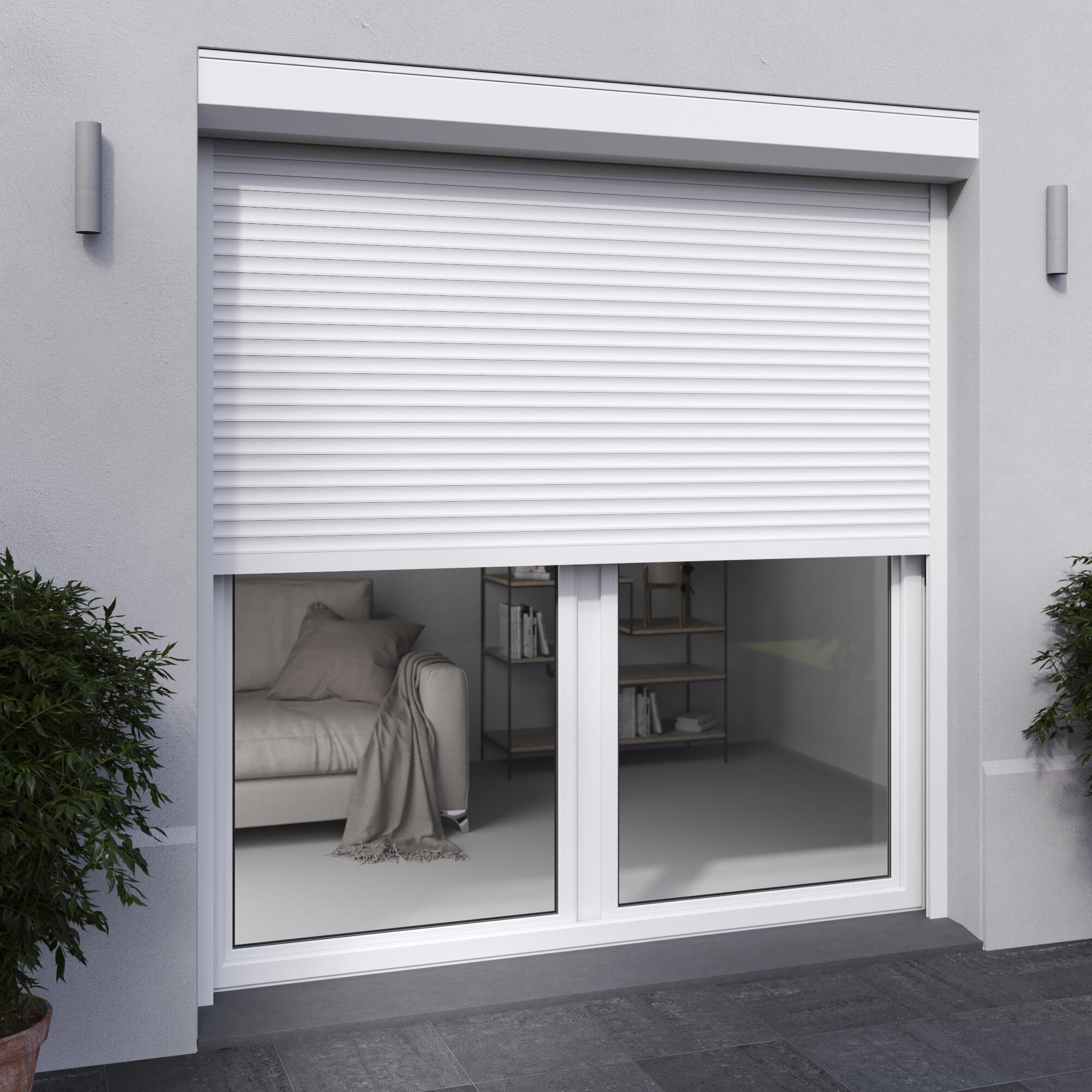 Volet roulant électrique alu. isolé blanc motorisé filaire, H.215 x l ...