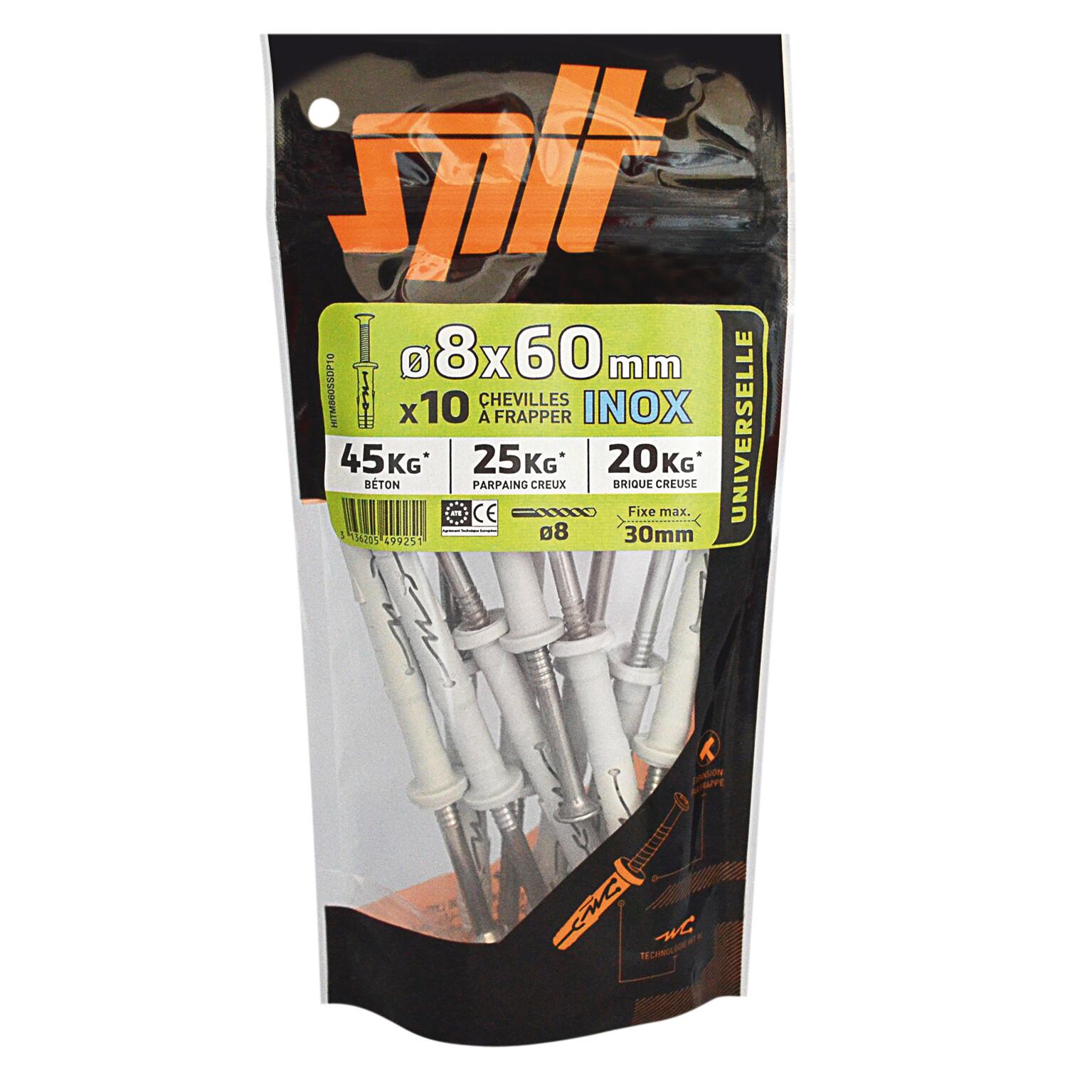 Lot de 10 Cheville murale hit m inox HITM860SSDP10 SPIT x L.65 mm ...