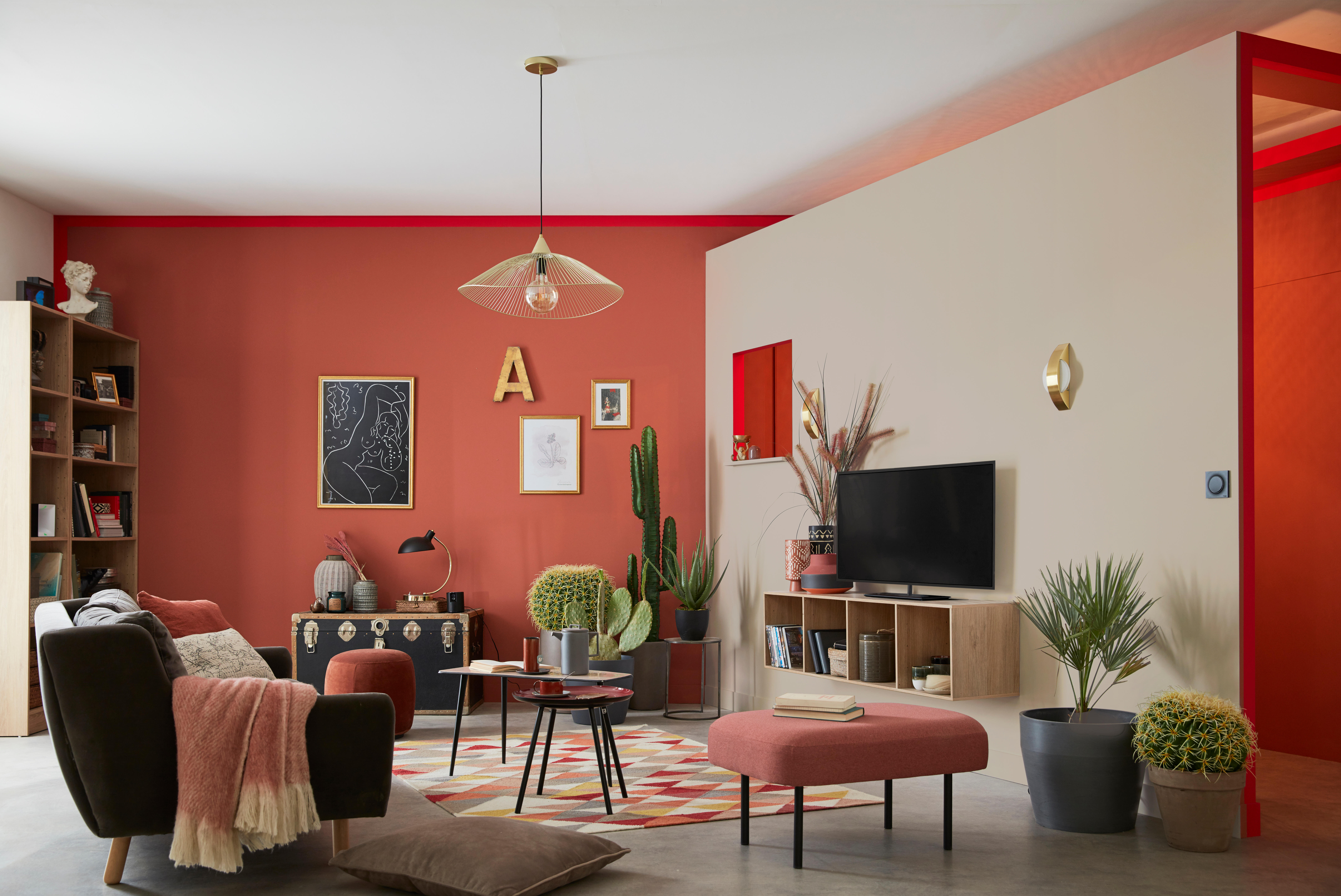 La peinture terracotta réchauffe le salon | Leroy Merlin