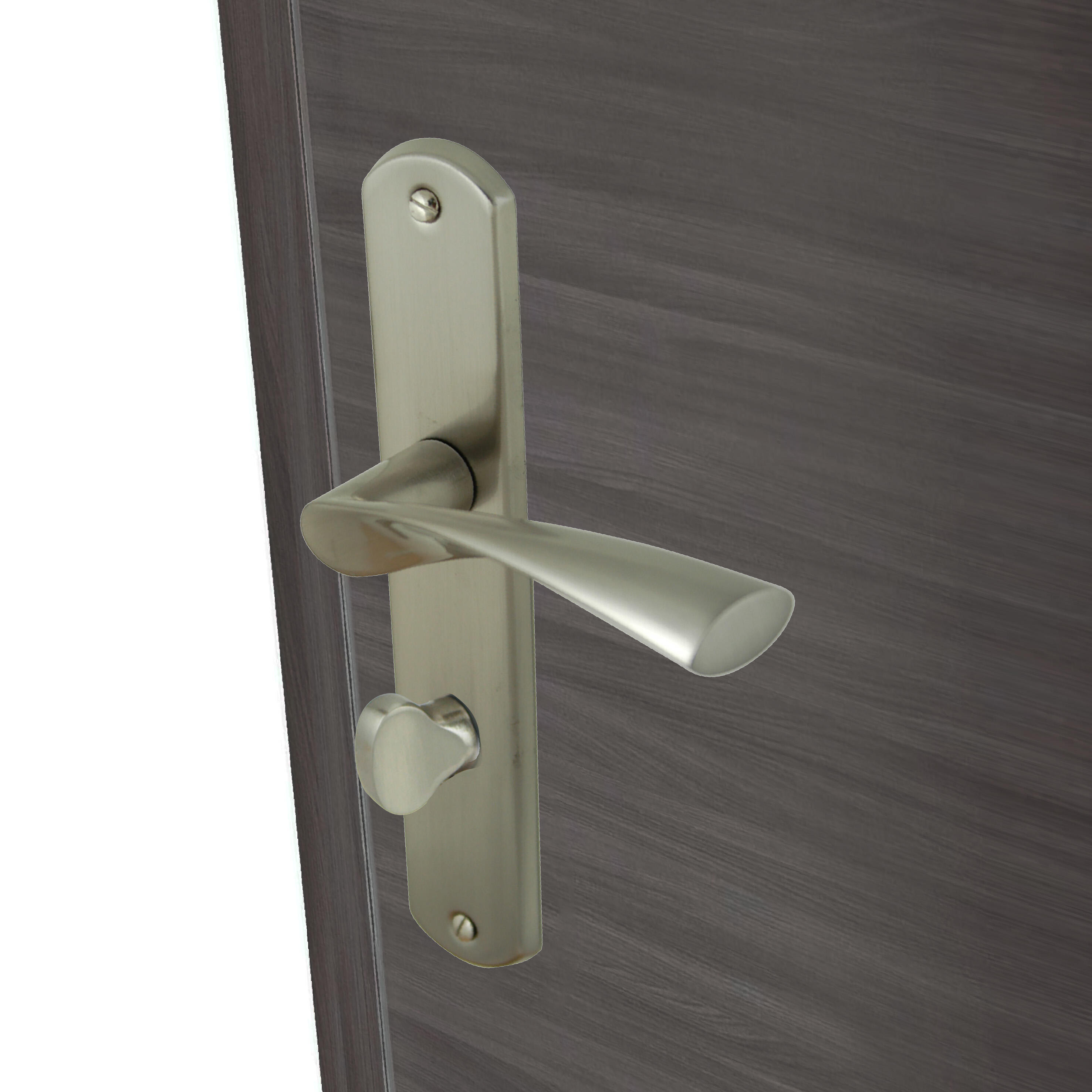 2 poignées sur plaque à condamnation Balard aluminium gris mat, entraxe ...