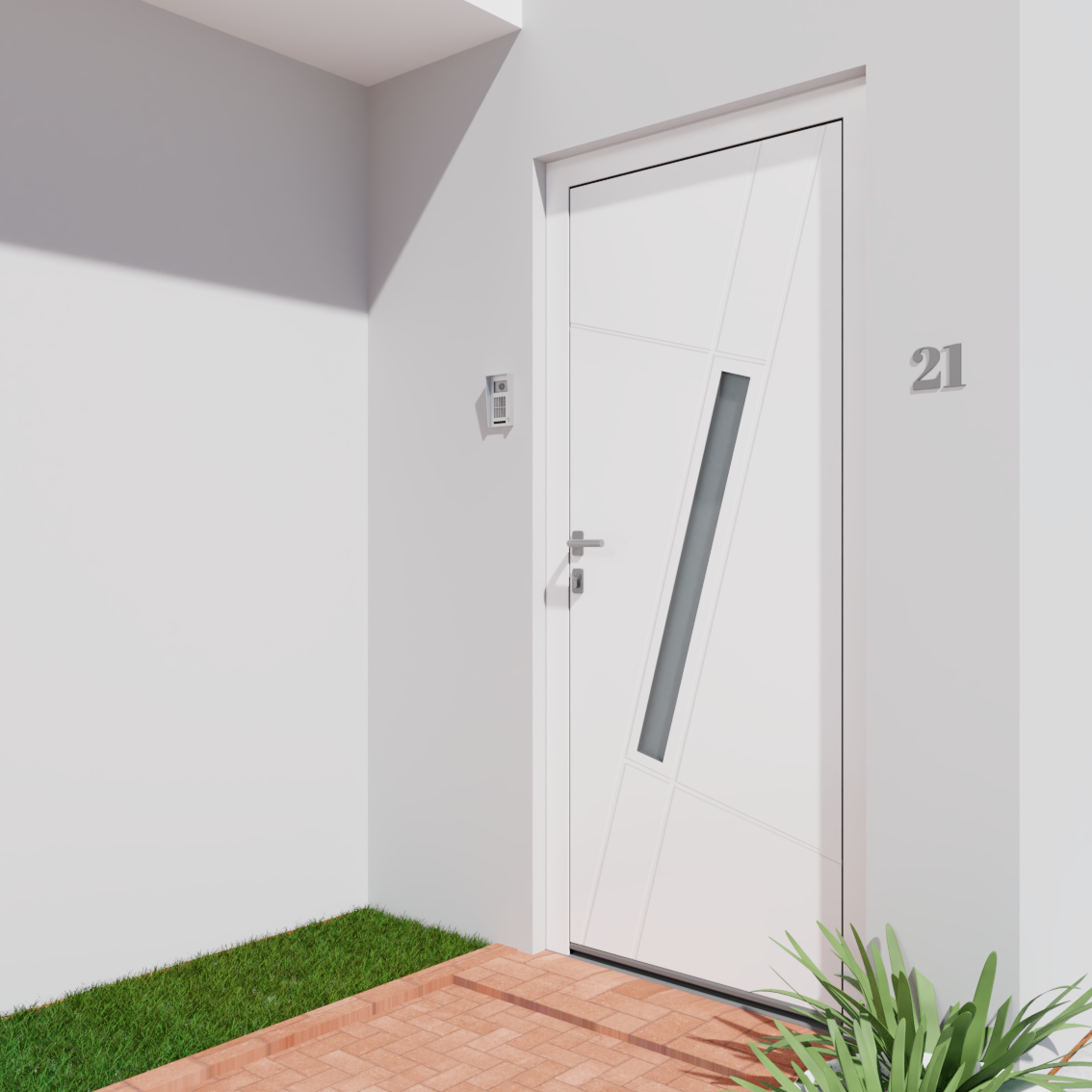 Porte d'entrée Aluminium vitrée Tilly H.215 x l.90 cm blanc 9016 ...