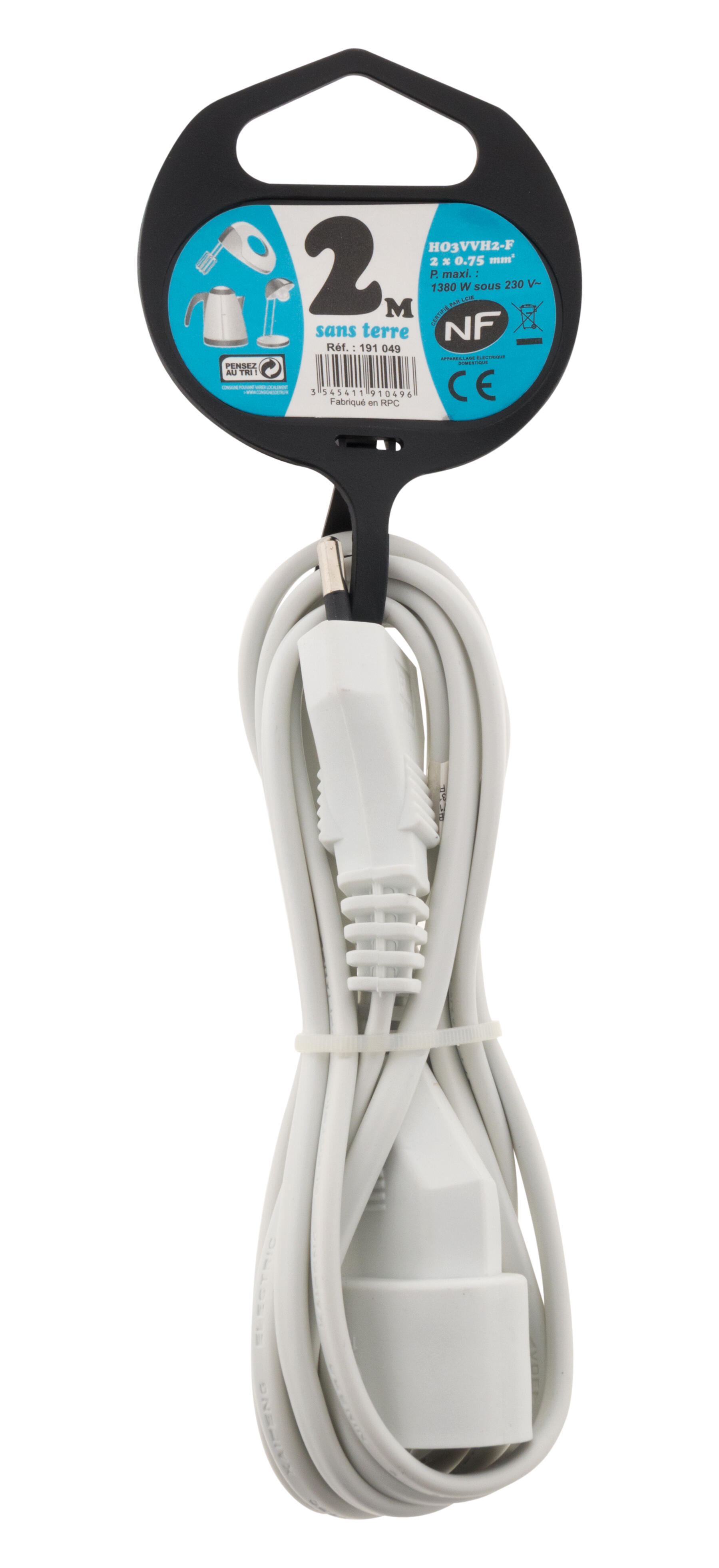 Rallonge, RALLONGE MENAGER 2M L.2 m H03VVH2-F, ZENITECH | Leroy Merlin