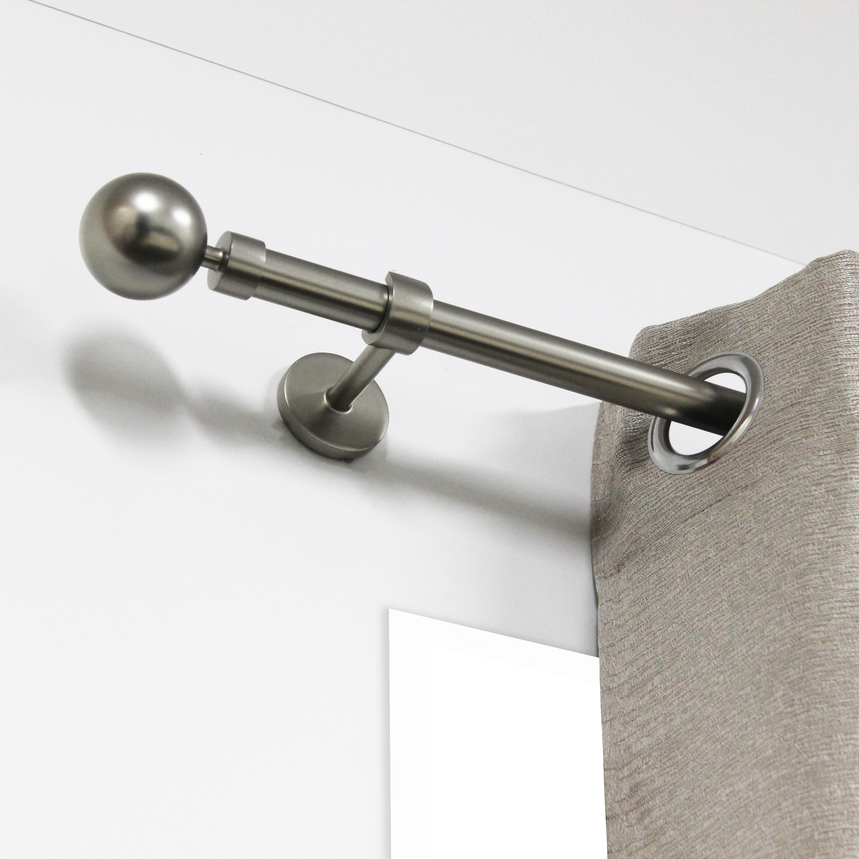 Kit de tringle à rideaux Kali 28 mm, nickel mat 200 cm | Leroy Merlin