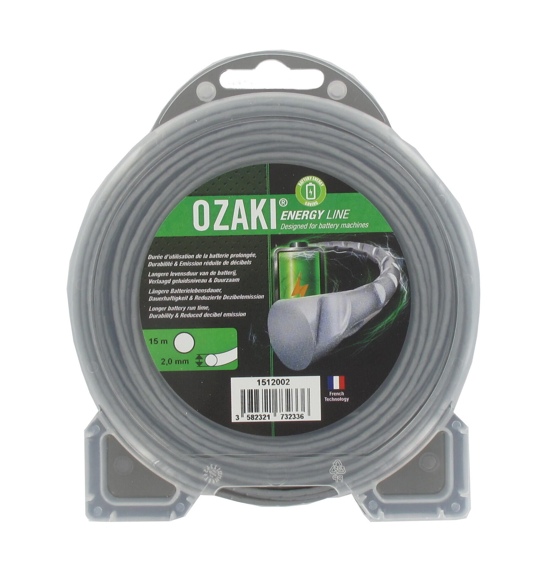 Coque fil nylon ondulé rond OZAKI ENERGY LINE Longueur: 15 m, Ø: 2,00mm ...