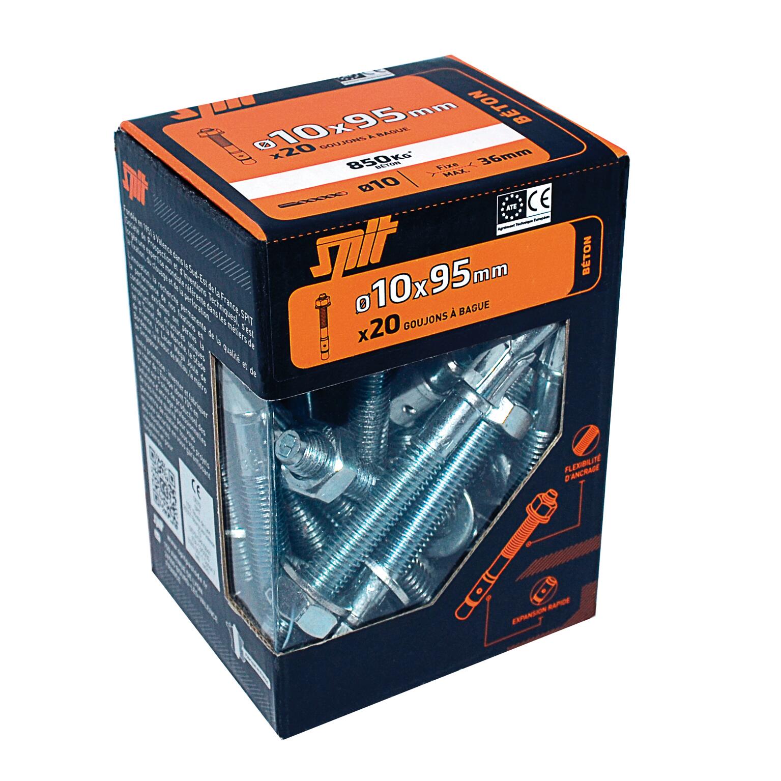 Lot de 20 Cheville murale avec vis fix3 SPIT, Ø10 x L.95 mm | Leroy Merlin