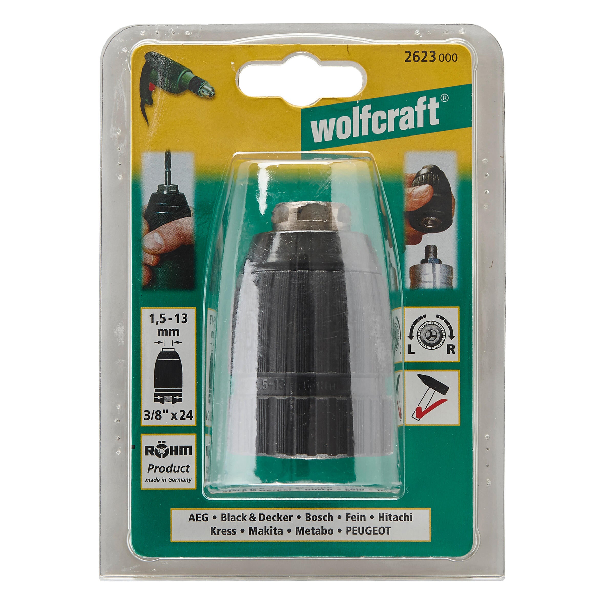 Mandrin auto-serrant 13 mm à verrouillage radial WOLFCRAFT 2623000 ...