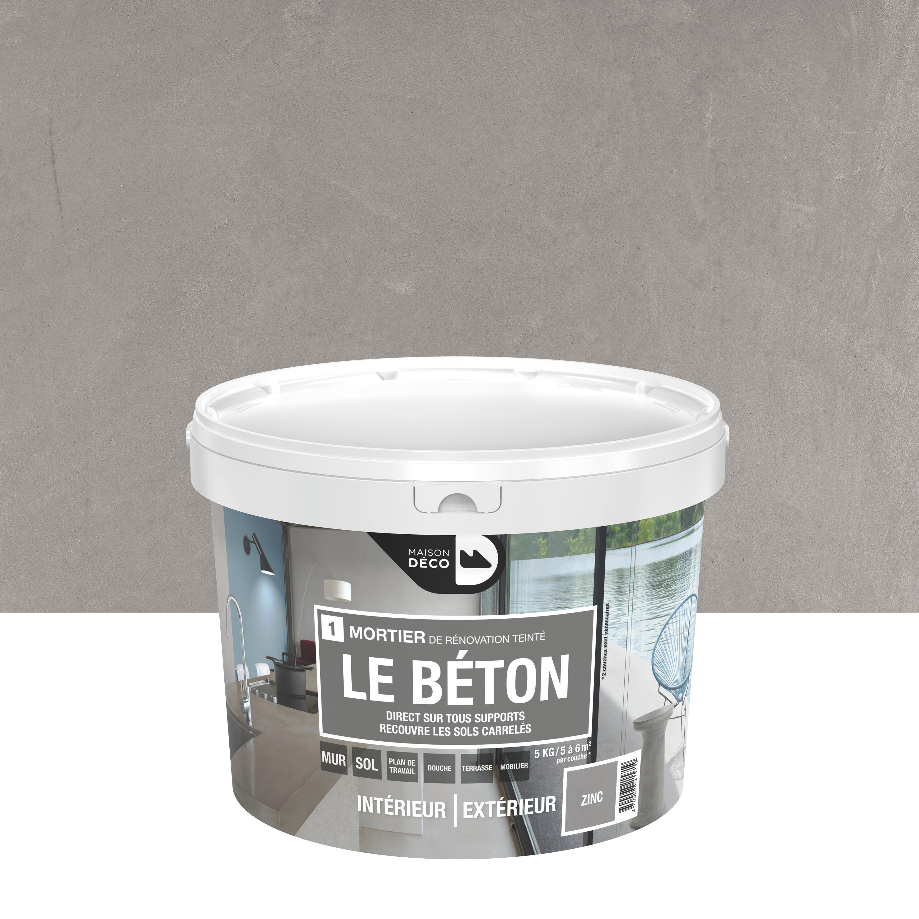 Enduit décoratif Le béton MAISON DECO, zinc, 5 kg | Leroy Merlin