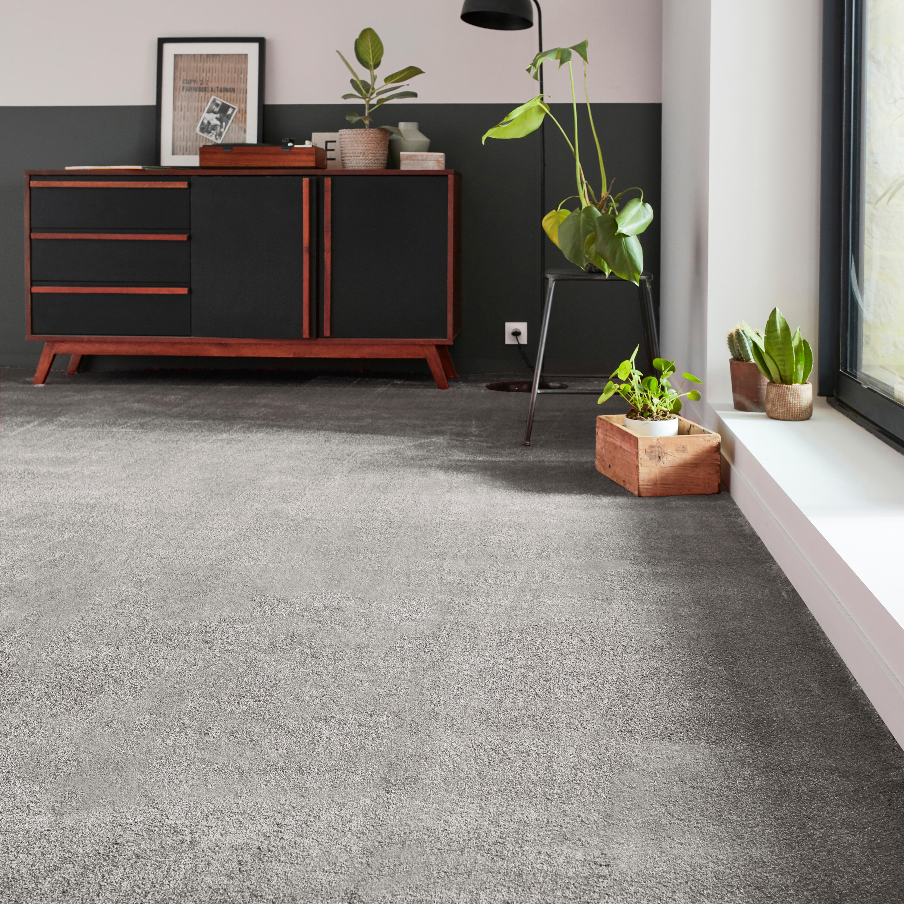 Moquette velours épais uni taupe, Ciel, rouleau l.4 m | Leroy Merlin