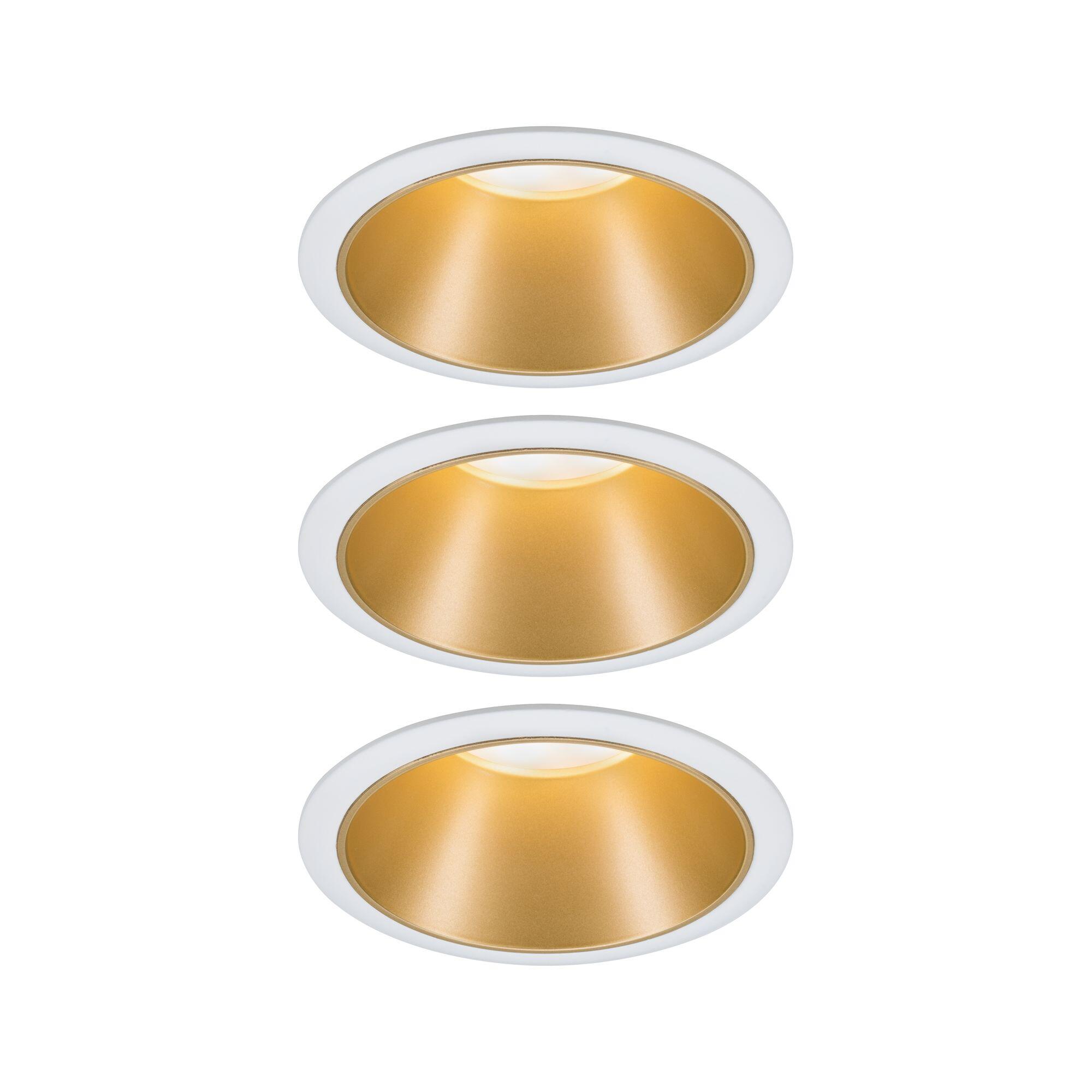 3 spots encastrés LED Cole coin 3step fixe blanc chaud PAULMANN rond ...
