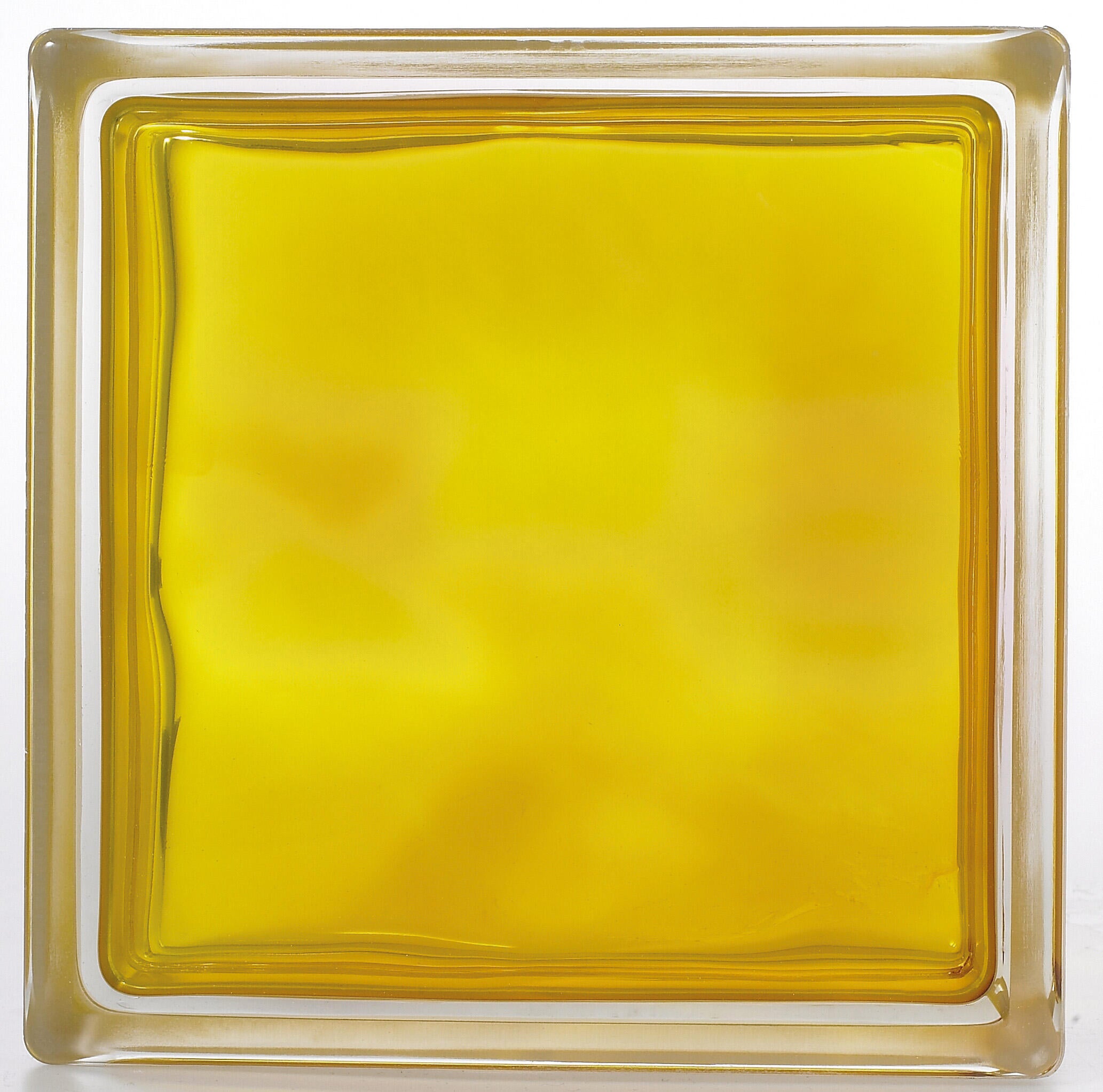 Brique de verre standard Brilly, jaune, ondulée brillante | Leroy Merlin