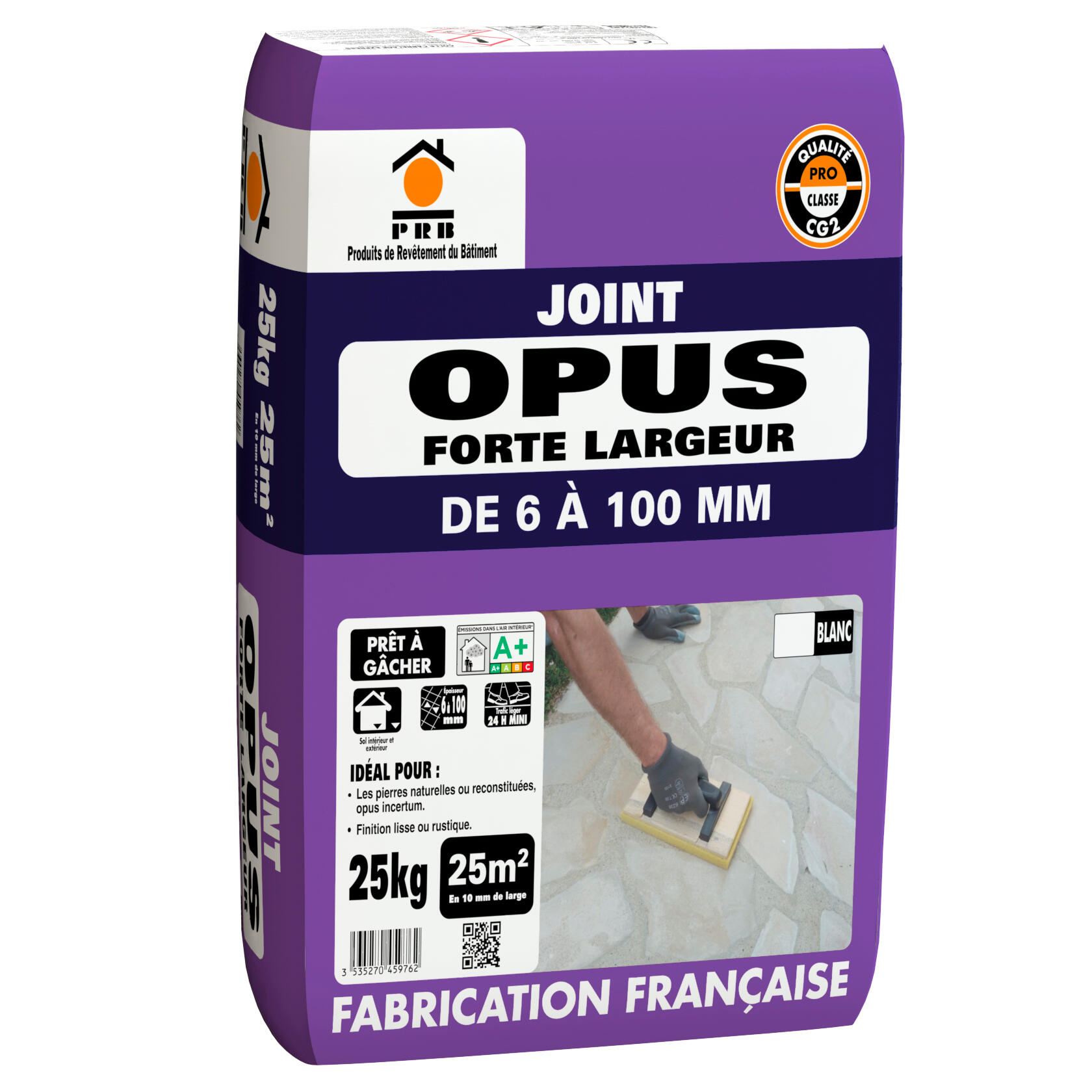Mortier de jointoiement OPUS blanc PRB, 25 kg | Leroy Merlin