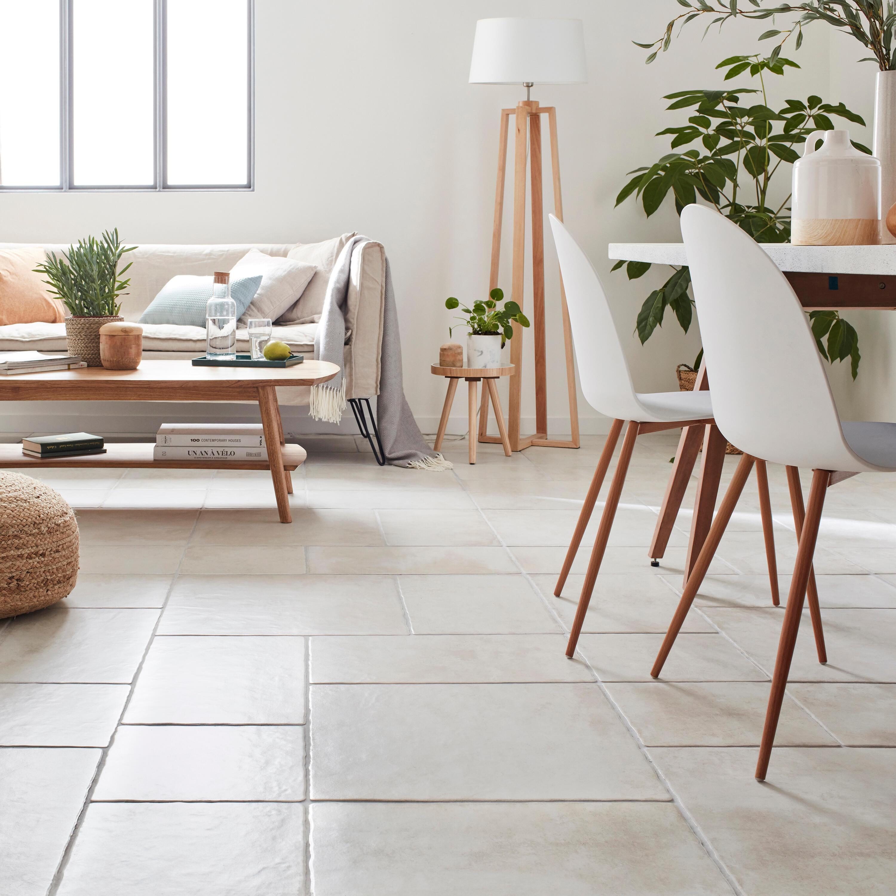 Carrelage mur intérieur / sol intérieur effet pierre blanc cassé ...