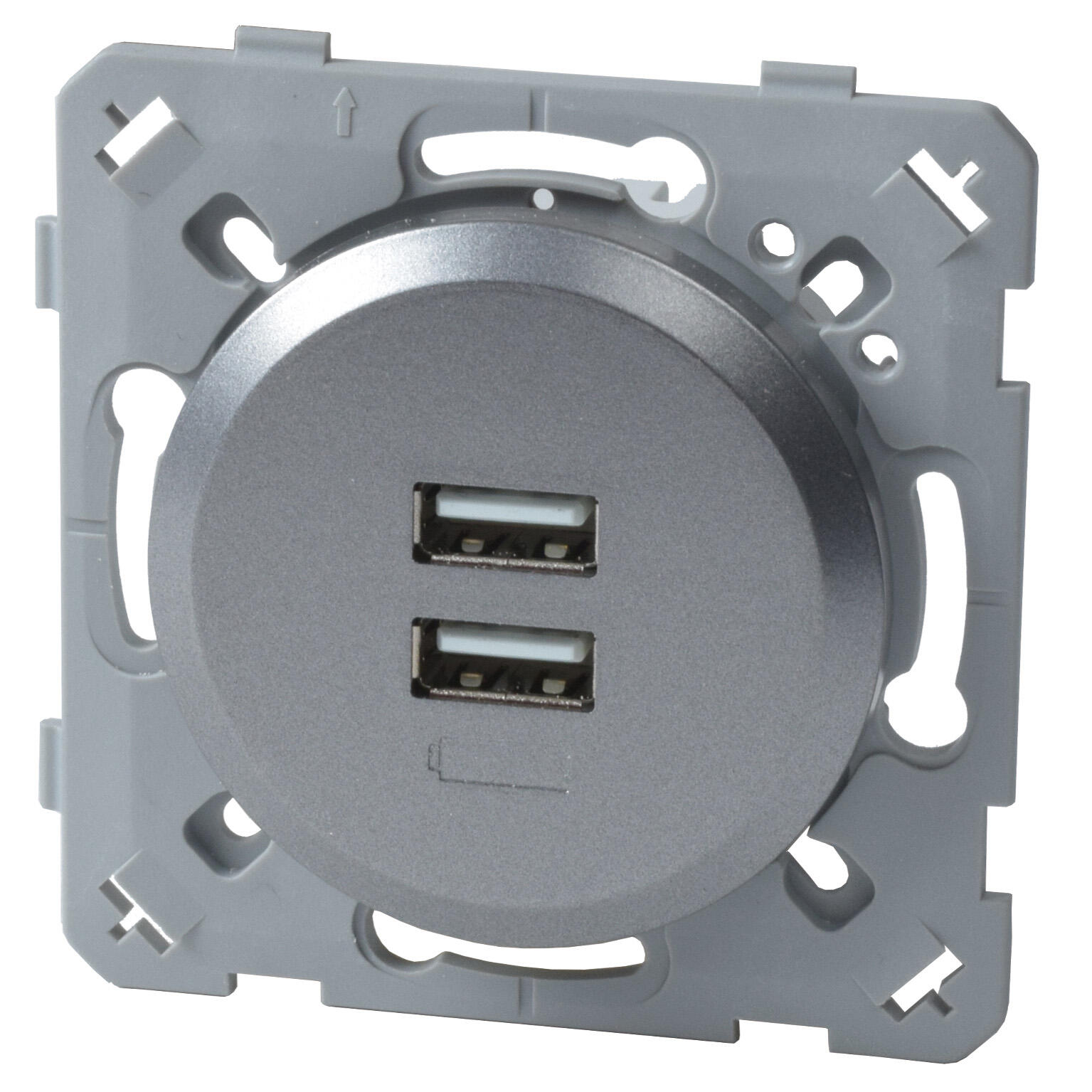 Prise chargeur double usb Epure, LEXMAN, gris aluminium | Leroy Merlin