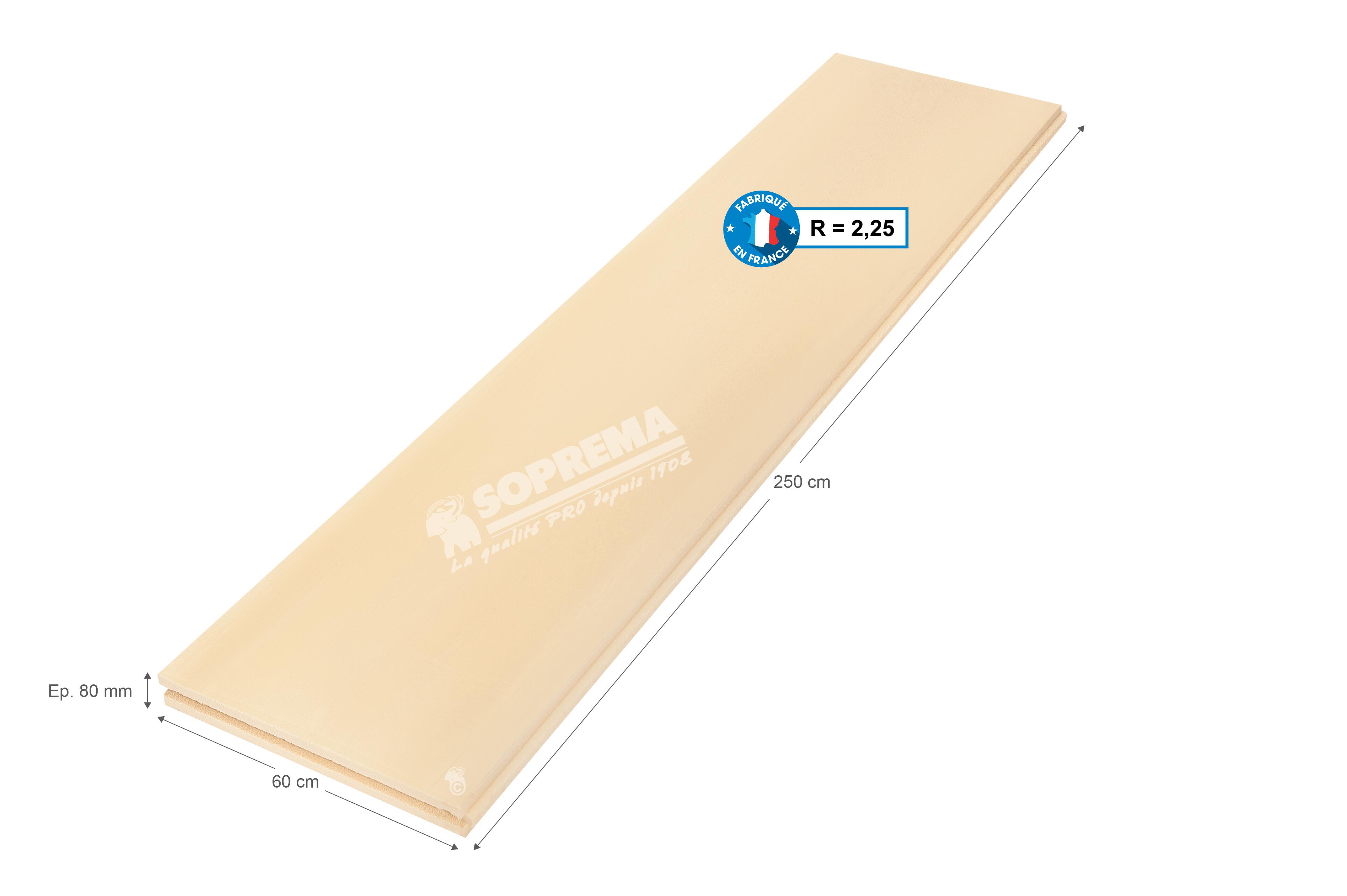 Panneau polystyrène extrudé R=2,50 Ep.8cm 250x60cm, Murs & Sols ...