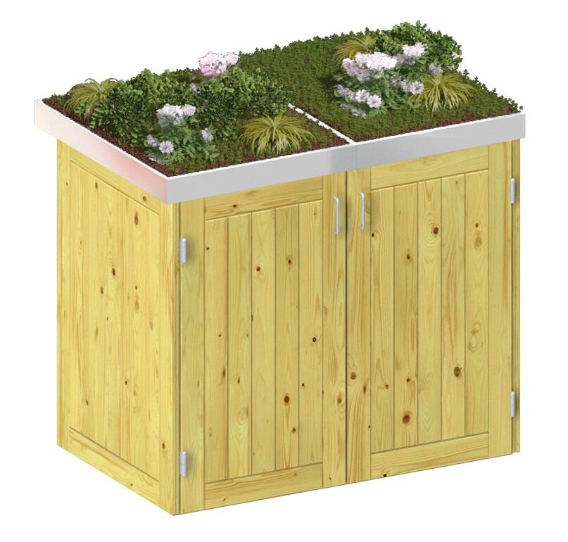 Cache-poubelle double 5107 bois clair, l.149 x H.129 x P.86 cm | Leroy ...