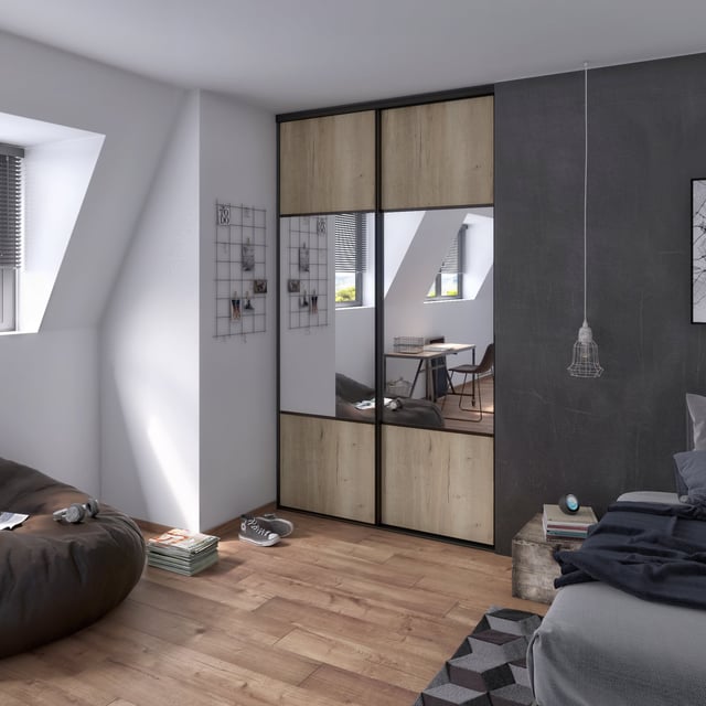 Porte de placard coulissante industriel au meilleur prix | Leroy Merlin