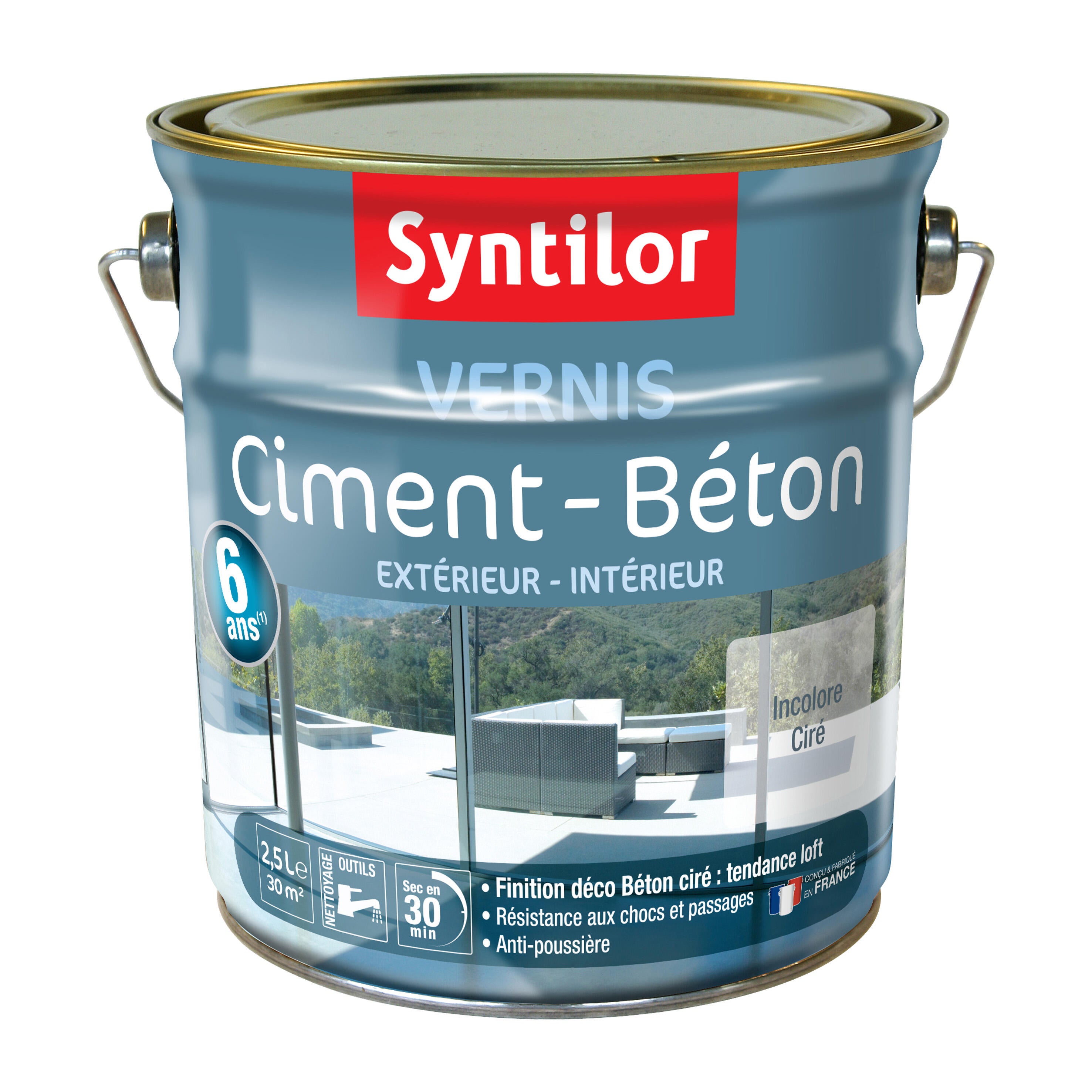 Vernis ciment béton extérieur / intérieur SYNTILOR, incolore satiné, 2. ...