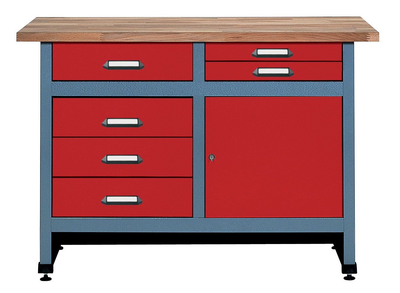 Etabli de mécanicien KUPPER, 120 cm, rouge, 6 tiroirs et 1 porte ...