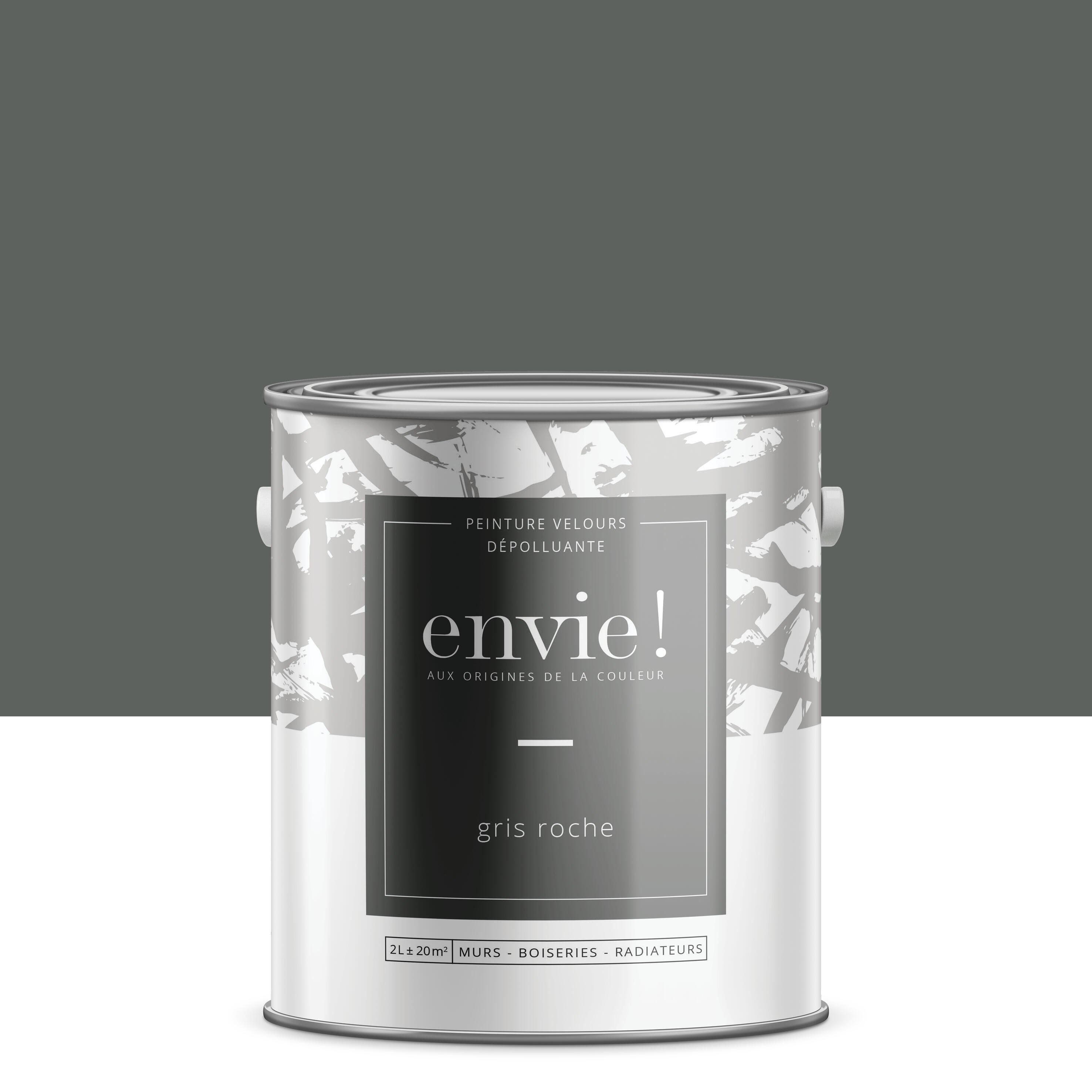 Peinture dépolluante gris roche mur, boiserie, radiateur ENVIE velours ...