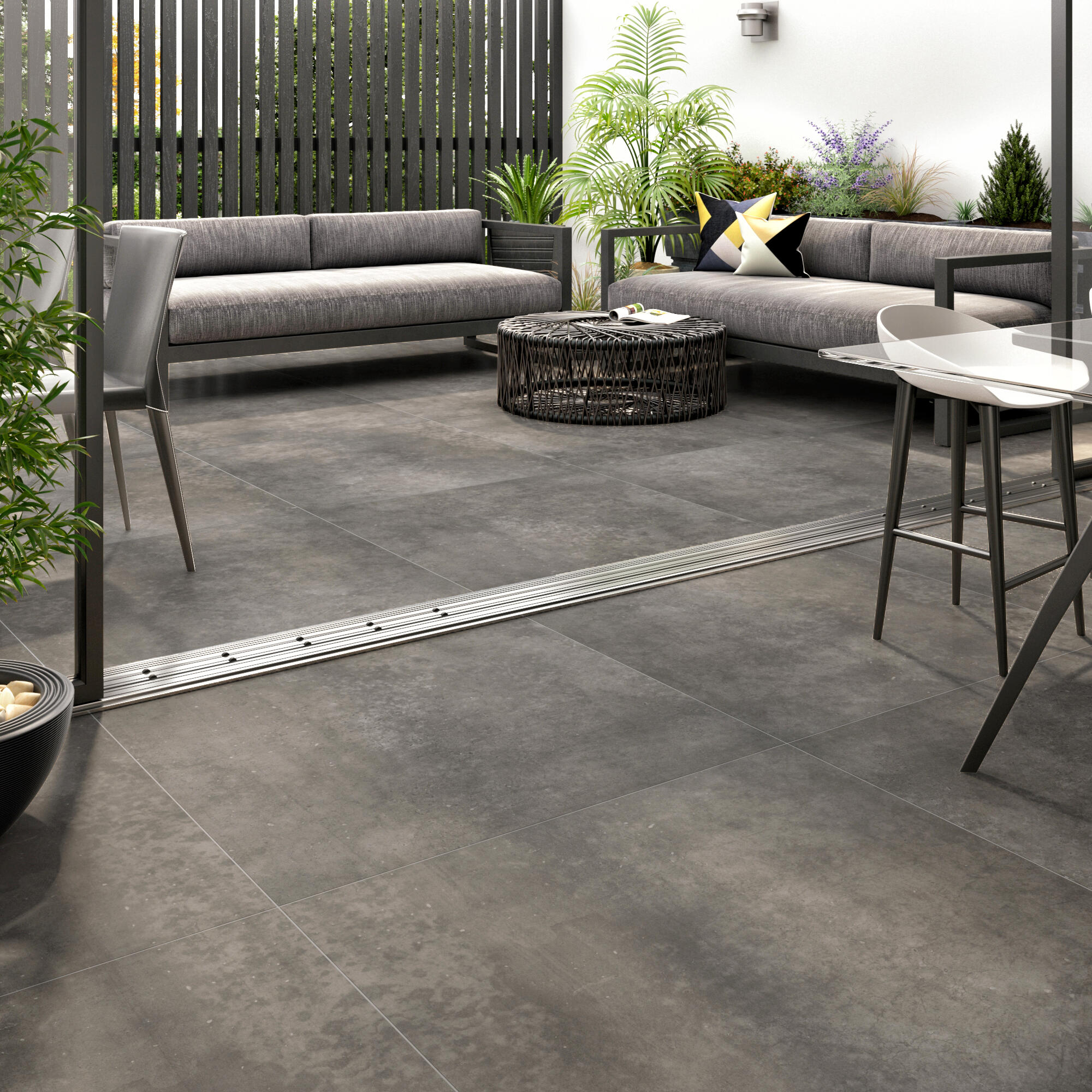 Carrelage mur / sol intérieur effet béton gris foncé Spirit l.80 x L.80 ...