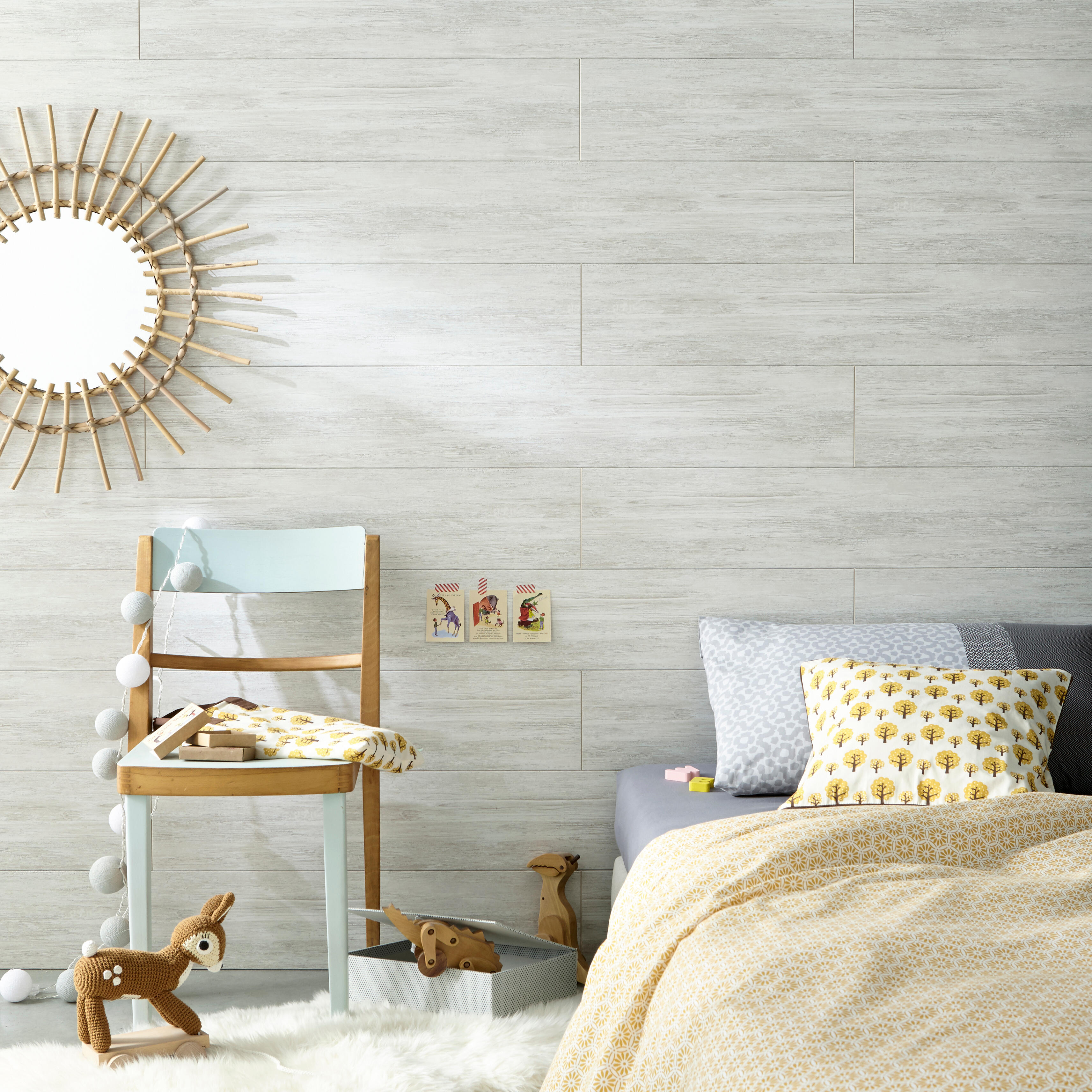 Lambris MDF revêtu, décor chêne vintage, L.129 x l.19 cm, Ep.8 mm ...