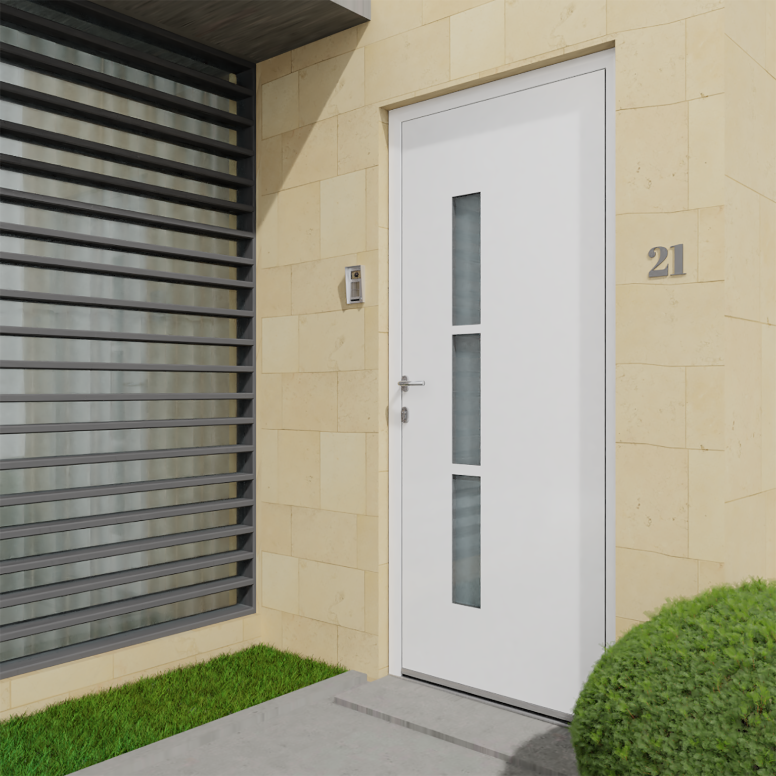 Porte d'entrée Alu Kezia 2 Essentiel H.215 x l.90 cm vitrée blanc, pou ...