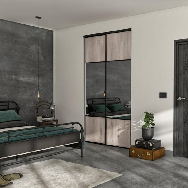 Porte de placard coulissante industriel au meilleur prix | Leroy Merlin