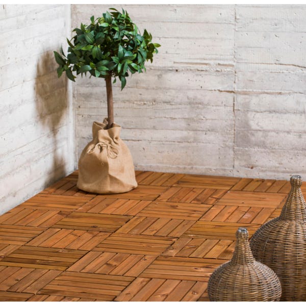 Dalle terrasse bois acacia marron clair, L.30 x l.30 cm x Ep.19 mm ...