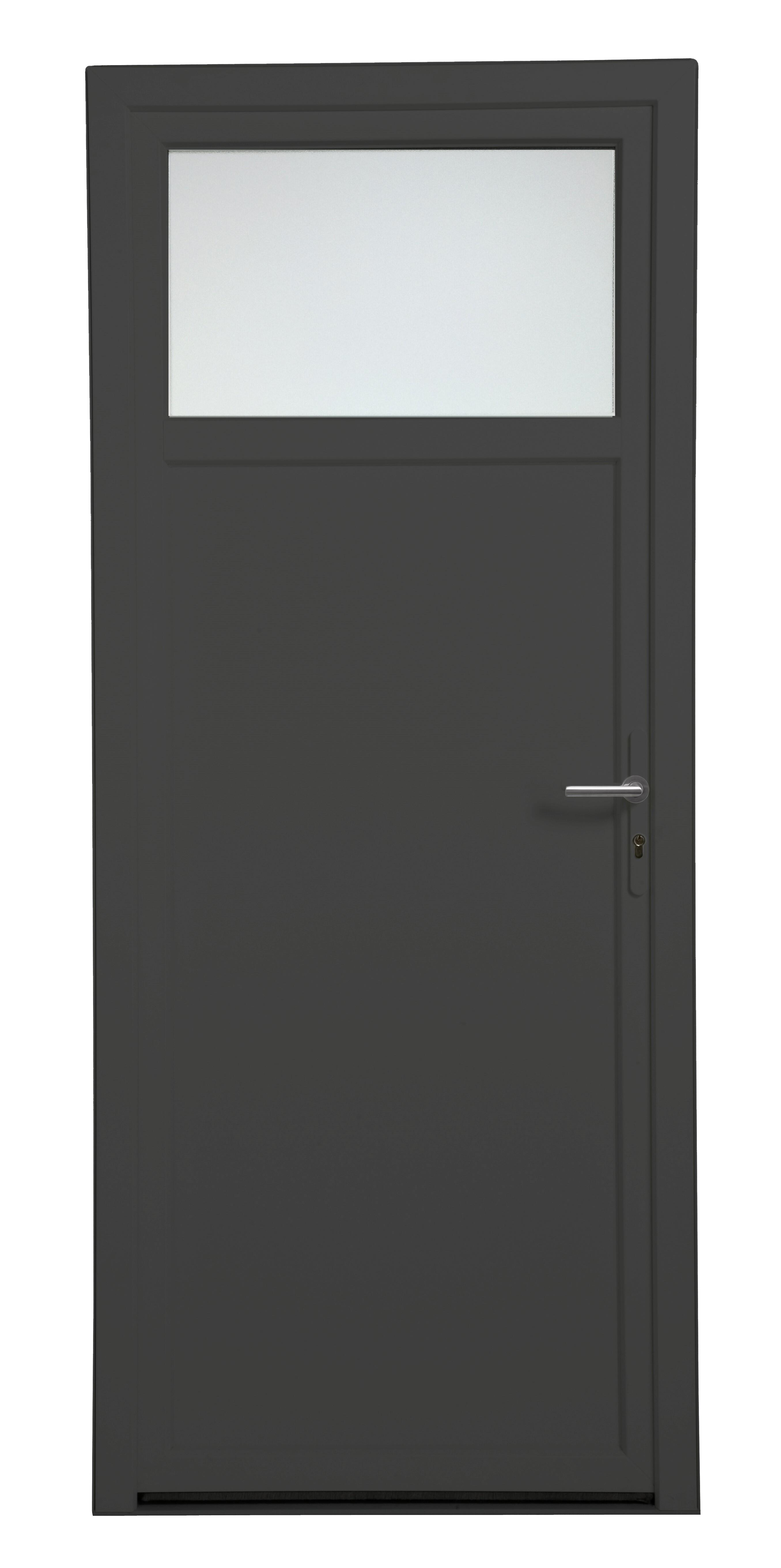 Porte de service PVC 1/3 vitrée H.200 x l.90 cm gris ext/blanc int ...