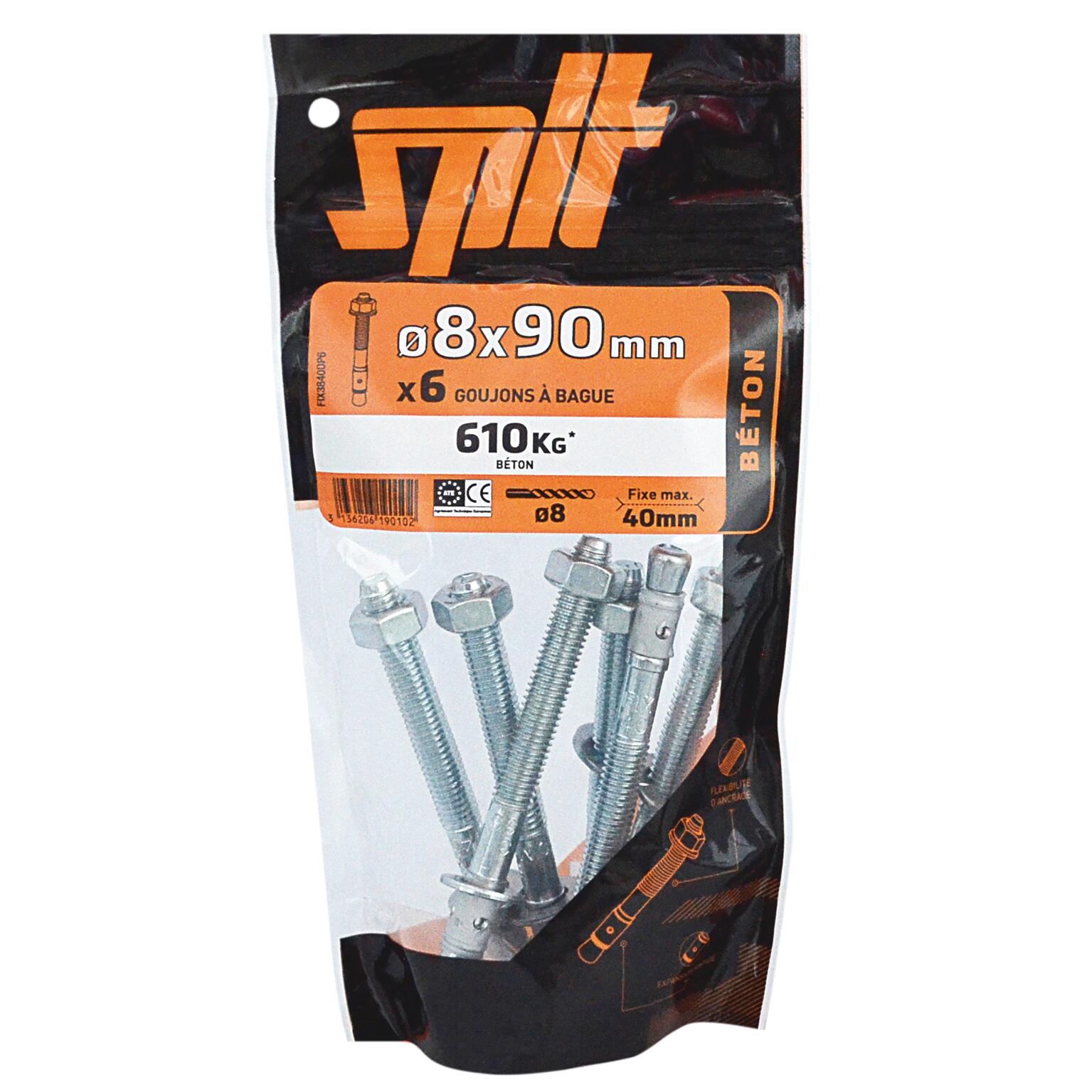 Lot de 6 Cheville murale avec vis fix3 SPIT, Ø8 x L.90 mm | Leroy Merlin