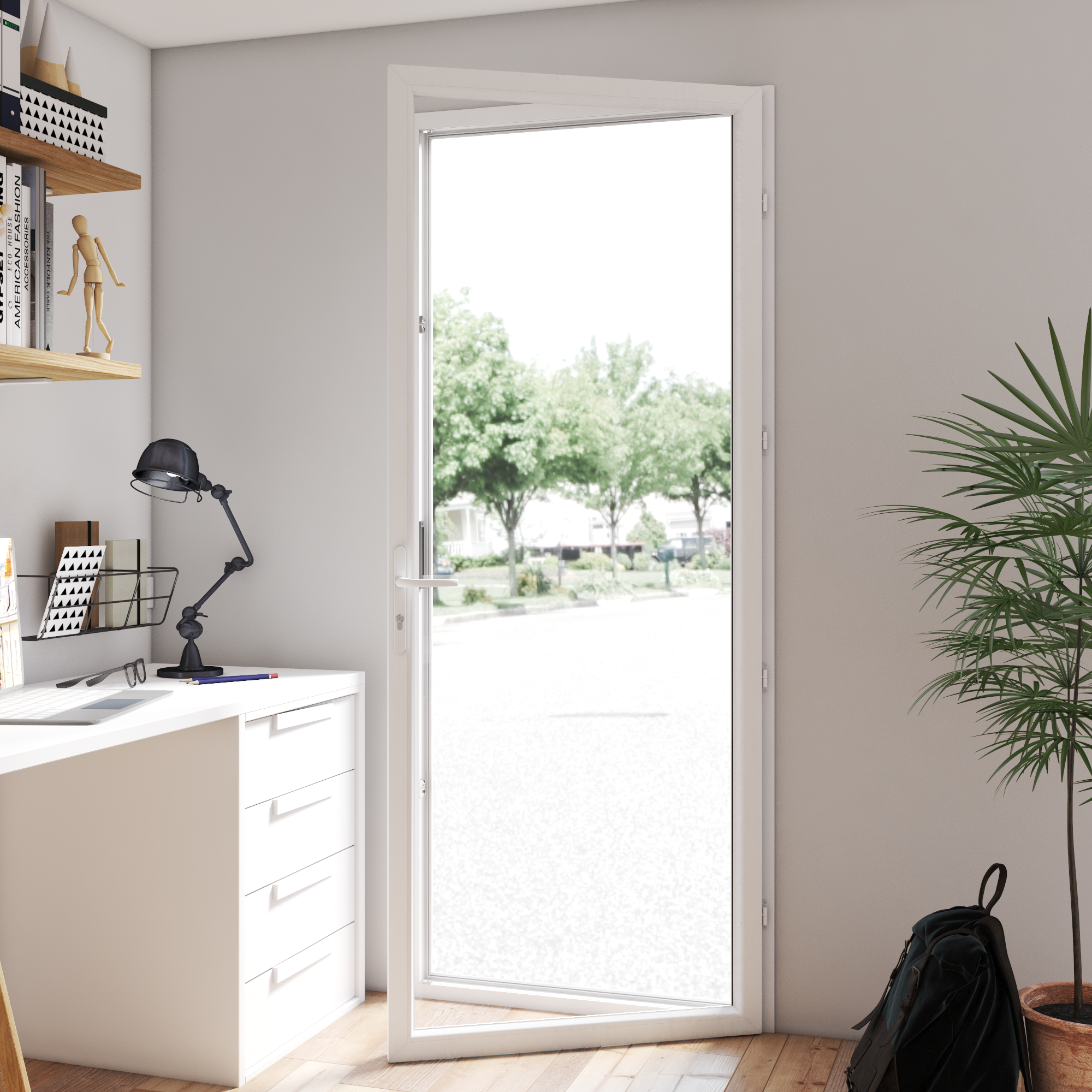 Porte fenêtre PVC Essentiel H.205xl.80cm 1 vantail tirant D blanc ...