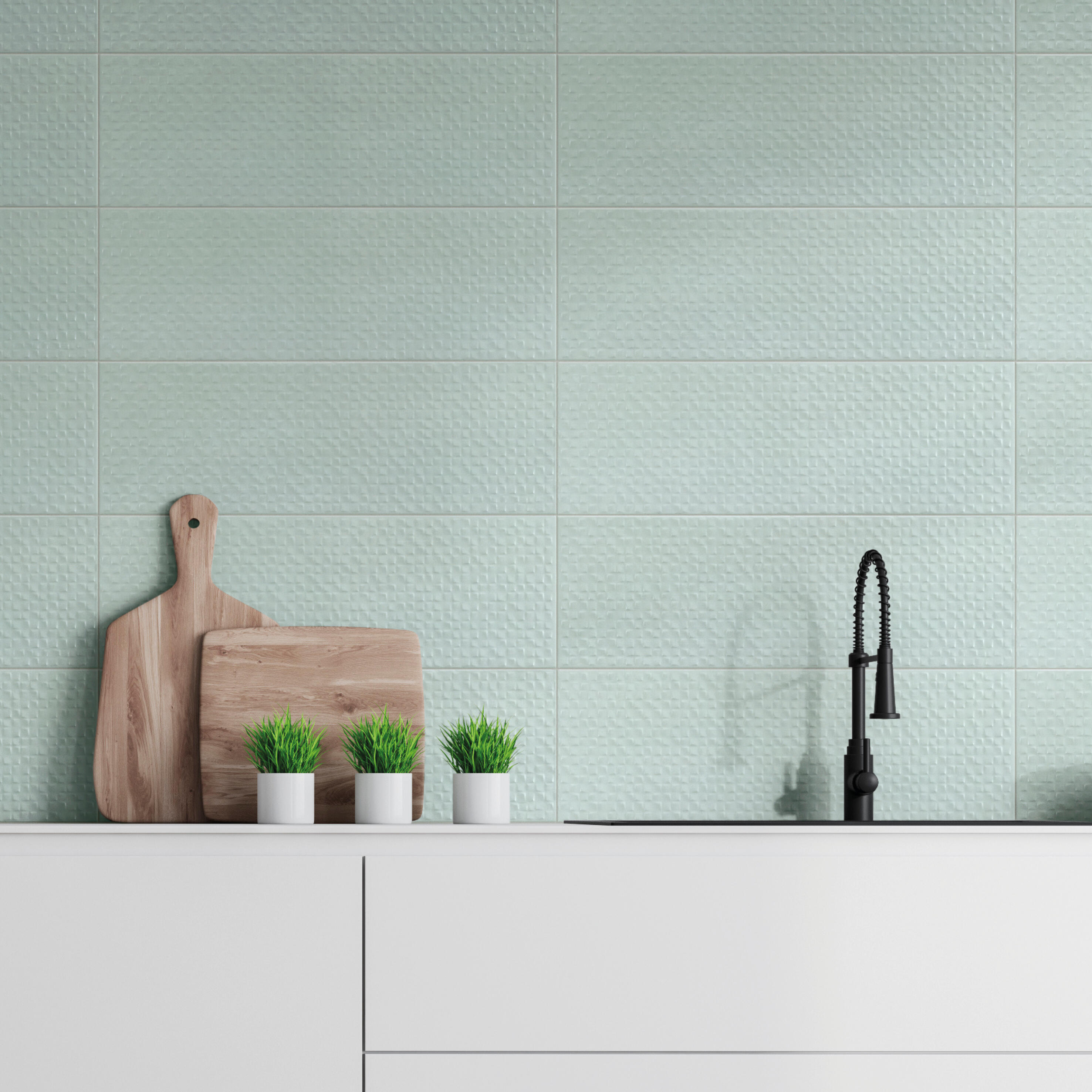 Carrelage mur intérieur effet béton / relief vert Stripe l.20 x L.60 cm ...