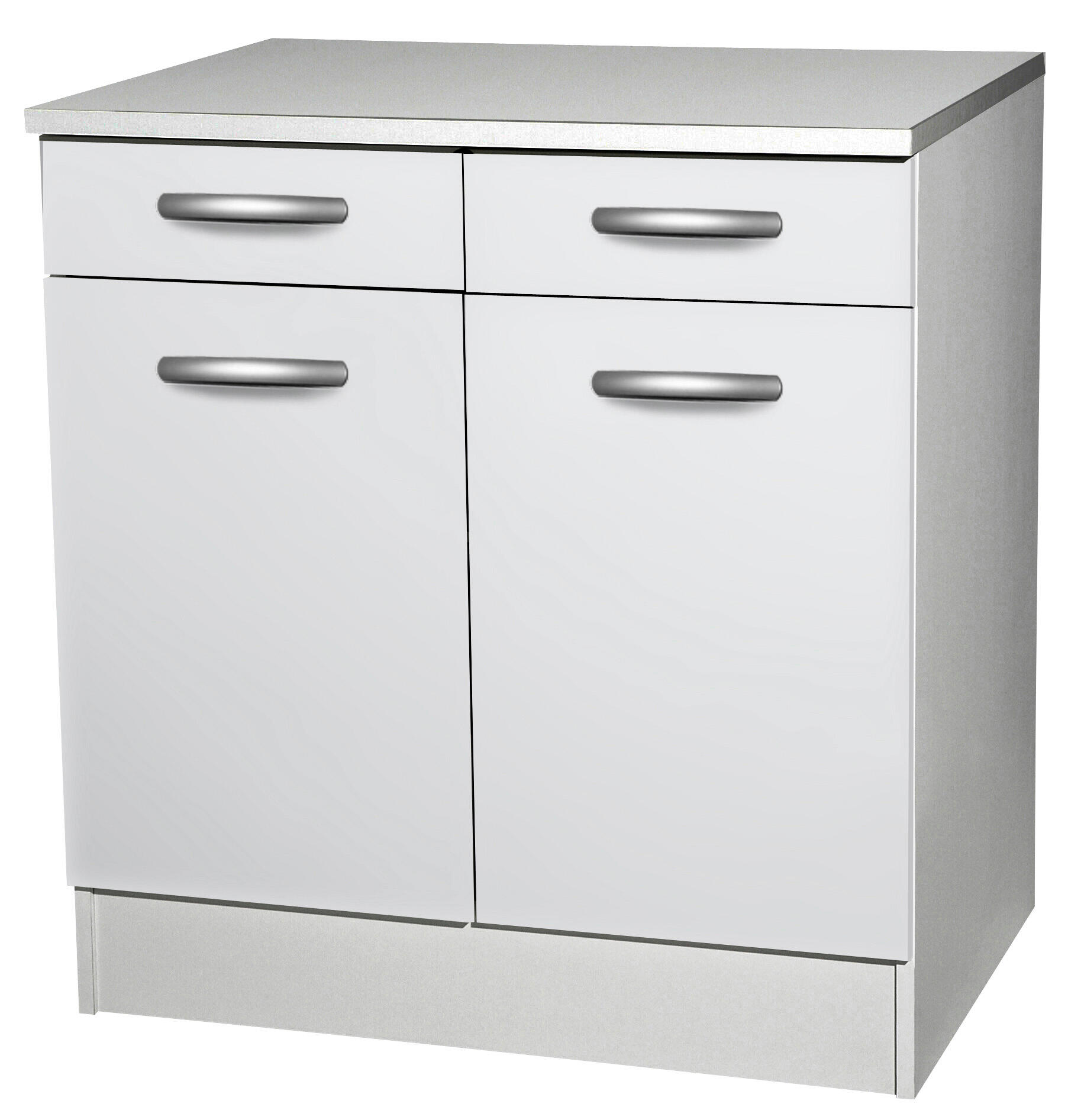 Meuble bas de cuisine Spring blanc, 2 portes et 2 tiroirs H86xl80 ...