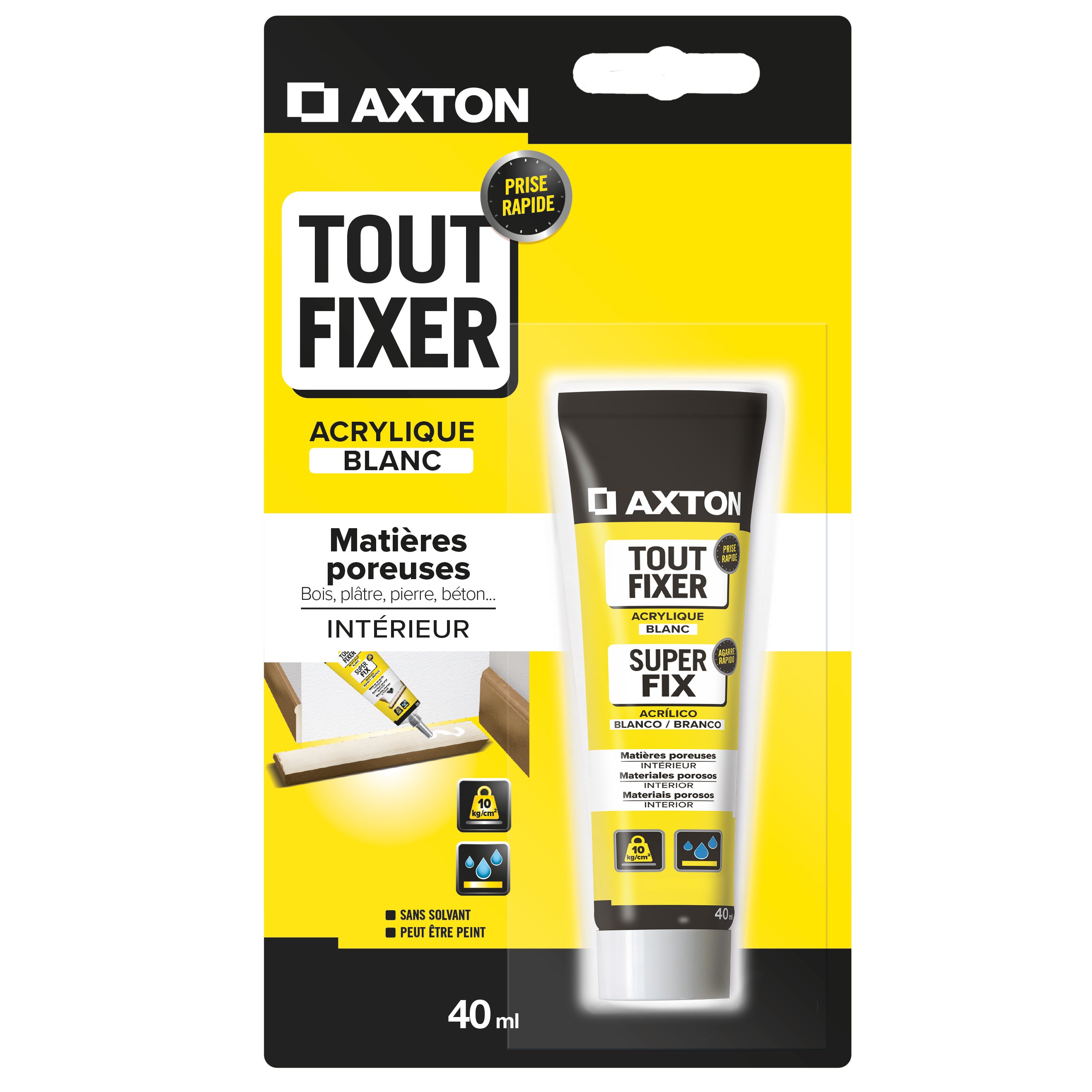 Colle de fixation acrylique Tout fixer au mur AXTON, 40ml blanc | Leroy ...
