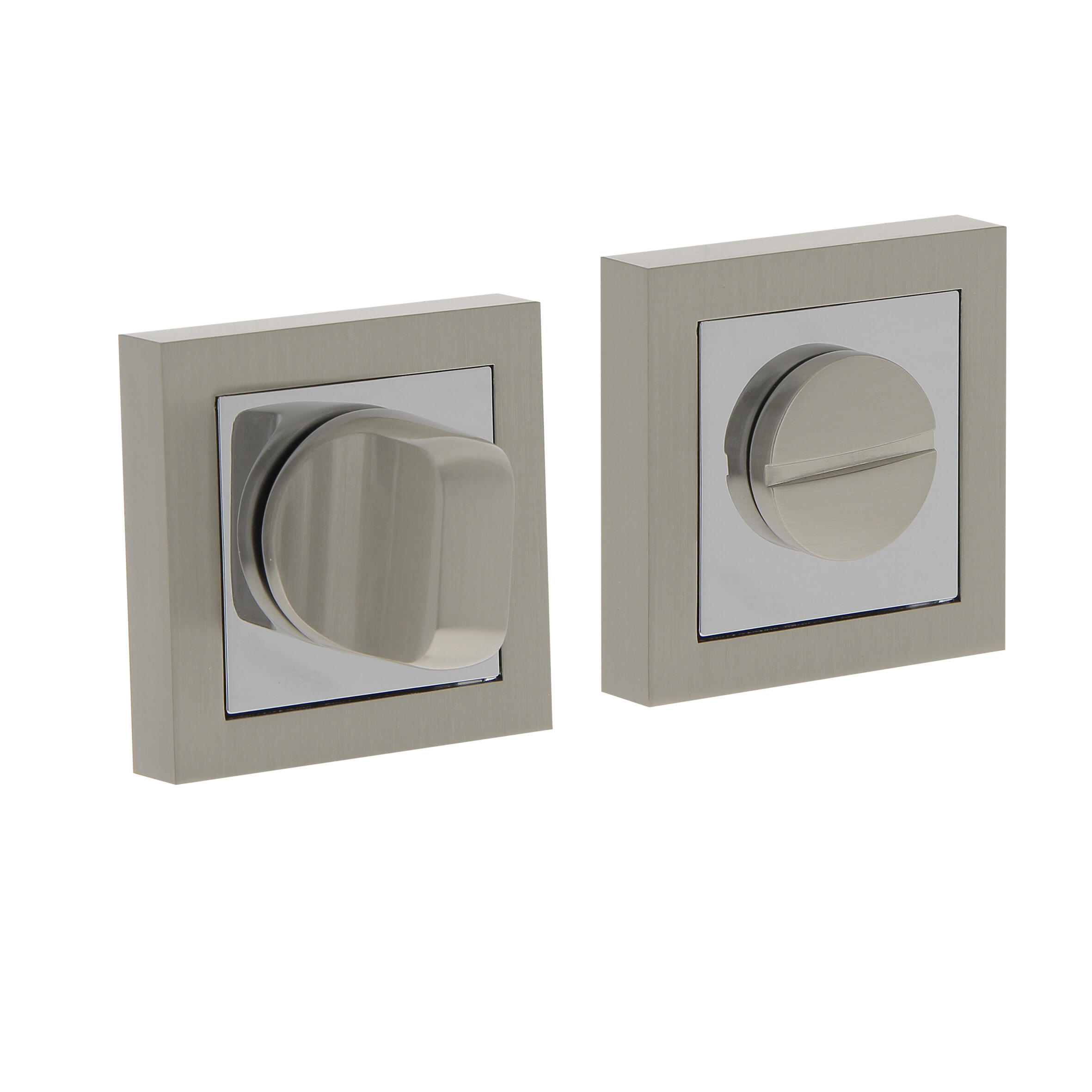 2 rosaces de fonction carré CHRISLIGNE, nickel mat/chrome conda ...