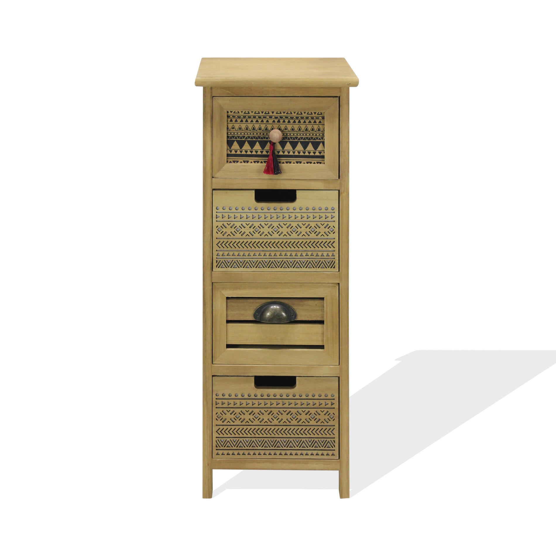 Cassettiera a colonna 4 cassetti, L 30 x P 25 x H 76 cm marrone e ...