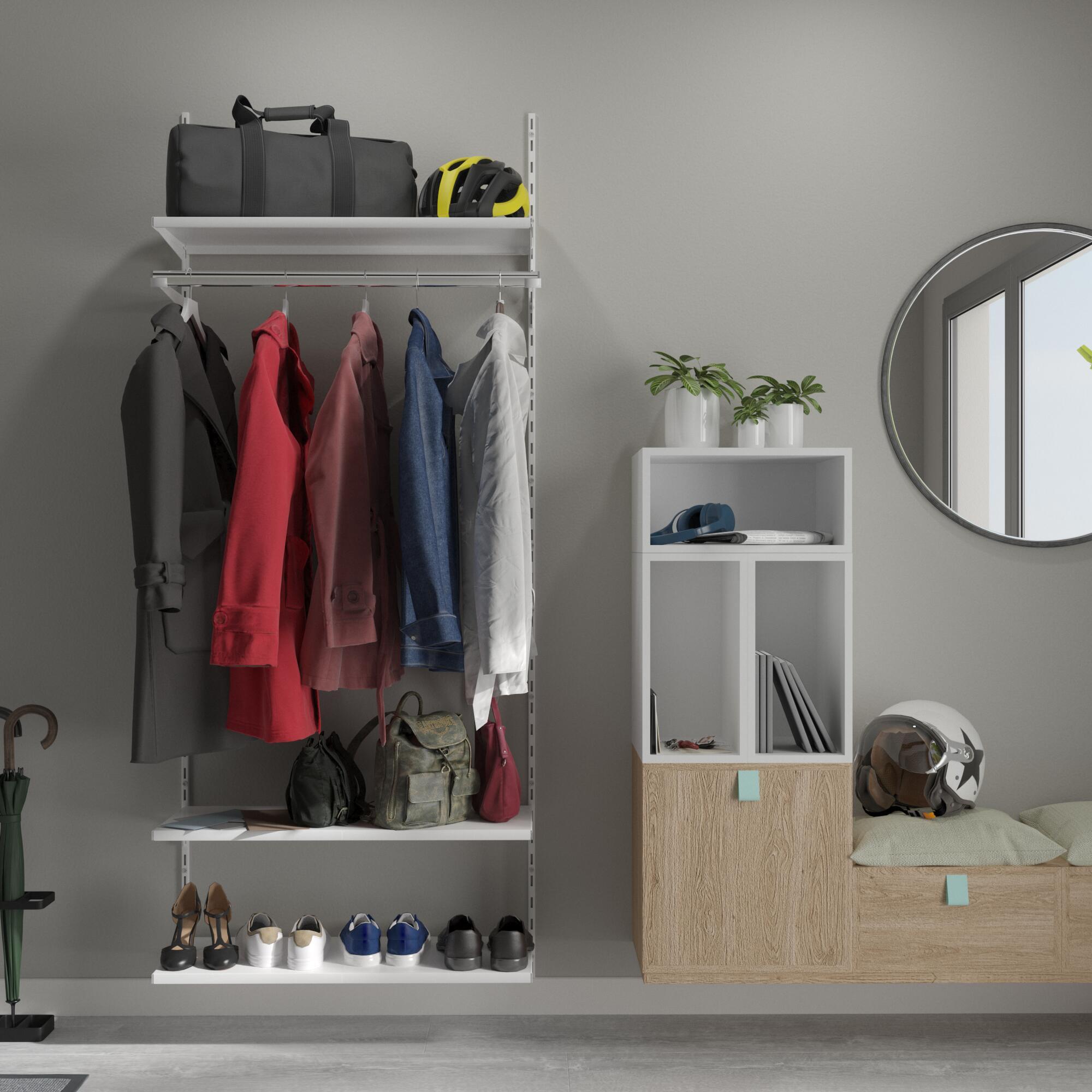 Kit cremagliera SPACEO per ingresso L 80 x H 200 cm bianco, 3 ripiani | Leroy Merlin