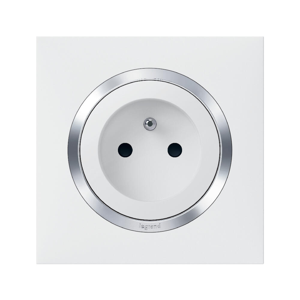 Prise avec terre, complet, LEGRAND Dooxie, blanc chrome | Leroy Merlin