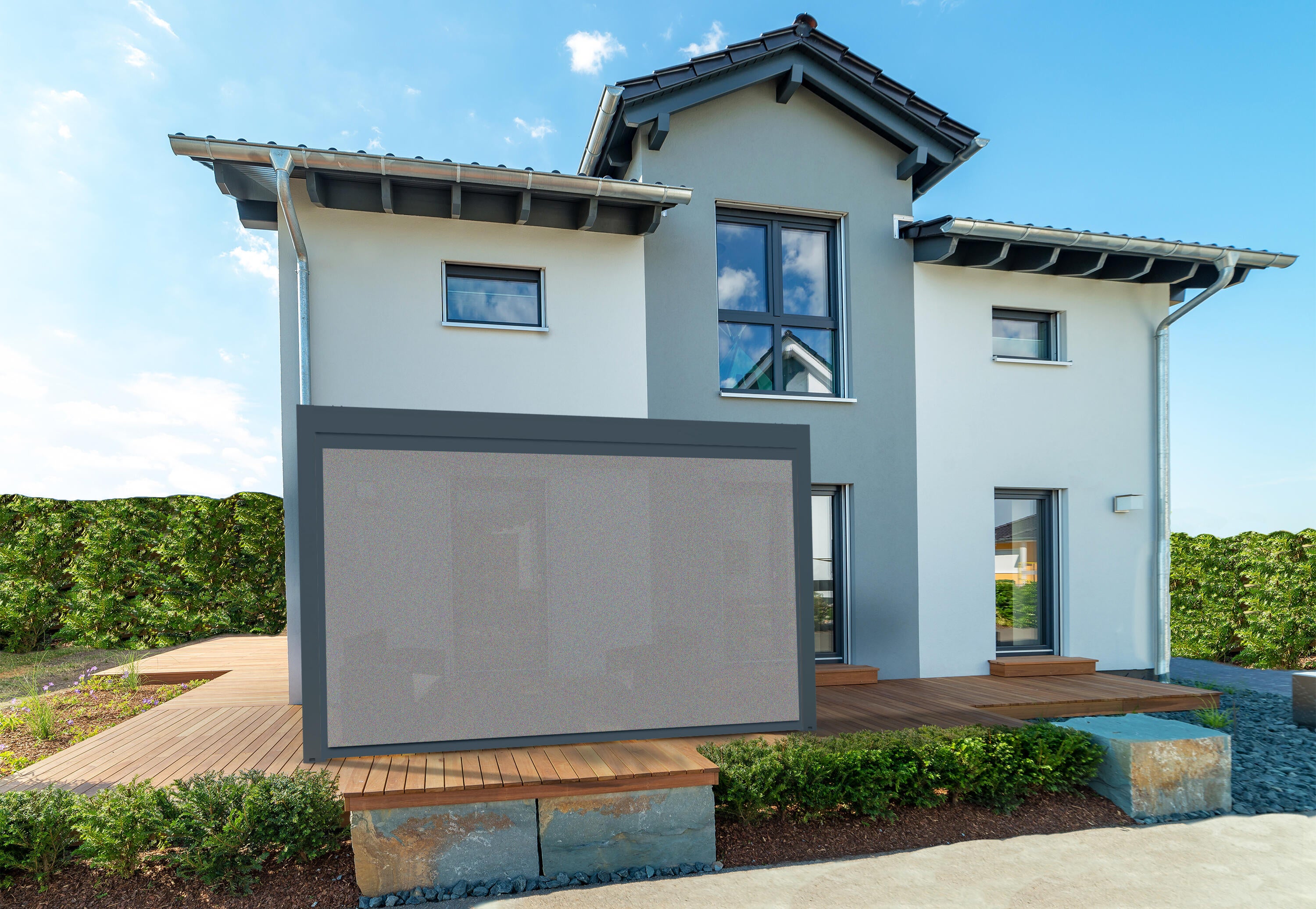 Store façade zippé TIERAL pour pergola Osaka 4m gris anthracite | Leroy ...
