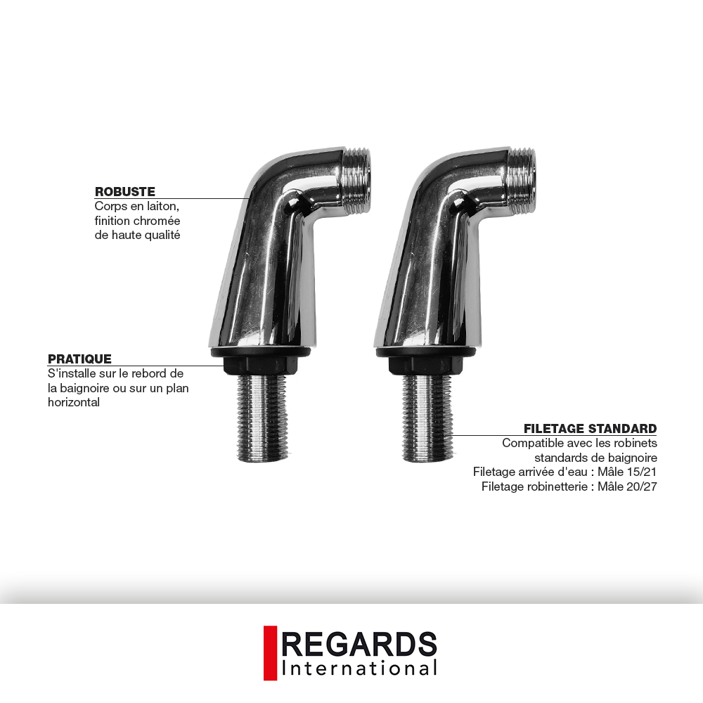 Lot de 2 colonnettes luxe, mâle / mâle 15 x 21/20 x 27 mm | Leroy Merlin