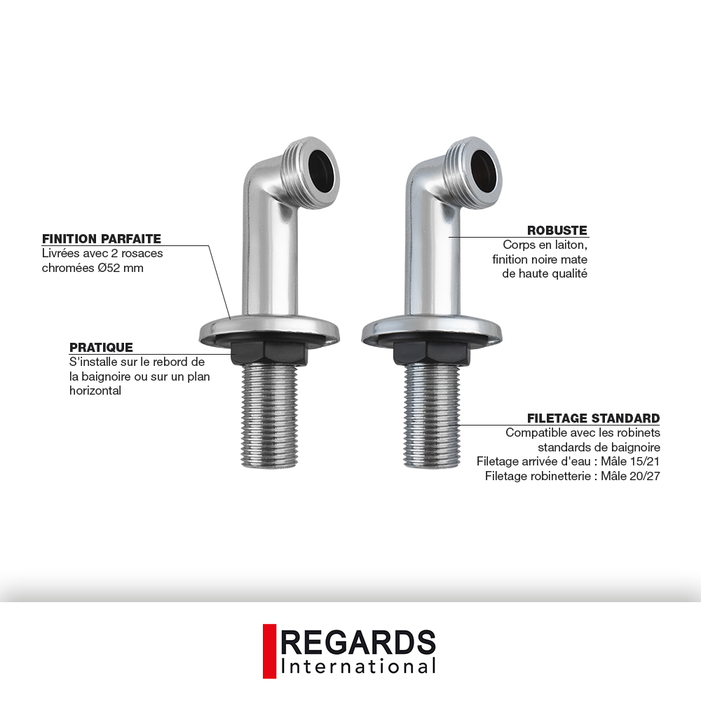 2 colonnettes Inizio gris mâle / mâle 15 x 21/20 x 27 mm, REGARDS ...