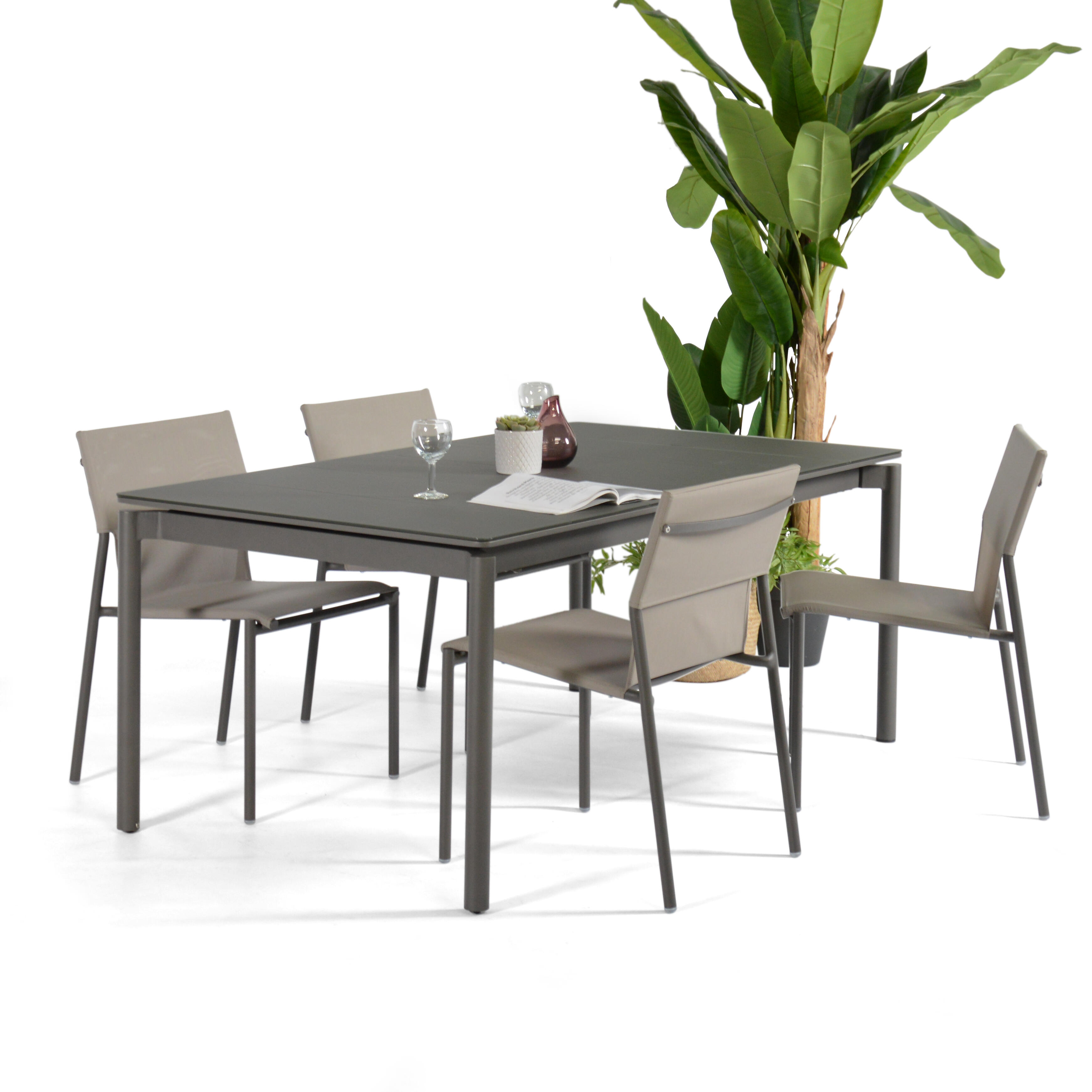 Table de jardin ARCANE Uzo rectangulaire gris 4 à 8 personnes | Leroy ...