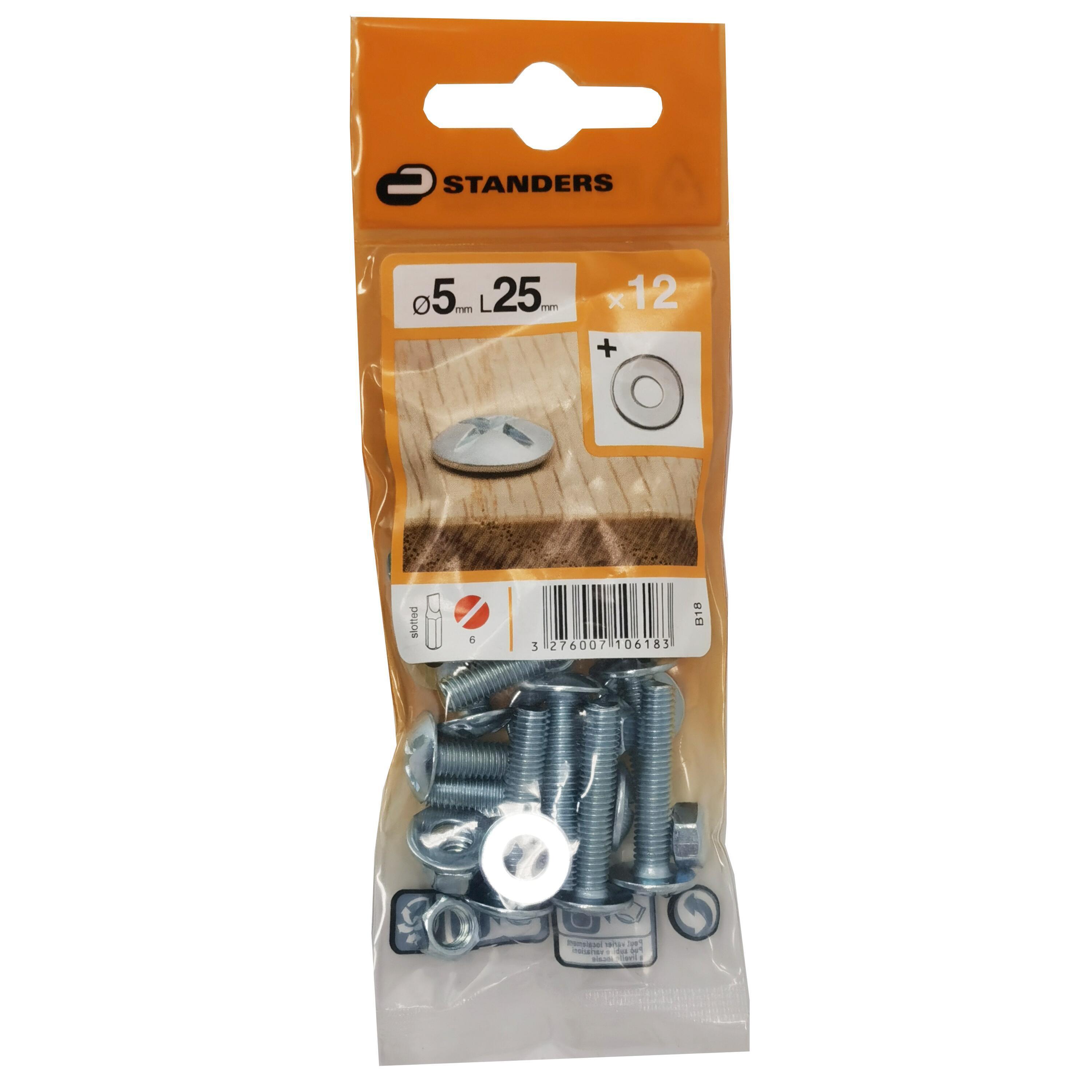 12 boulons acier tête ronde phillips STANDERS, Ø5 x L.25 mm | Leroy Merlin