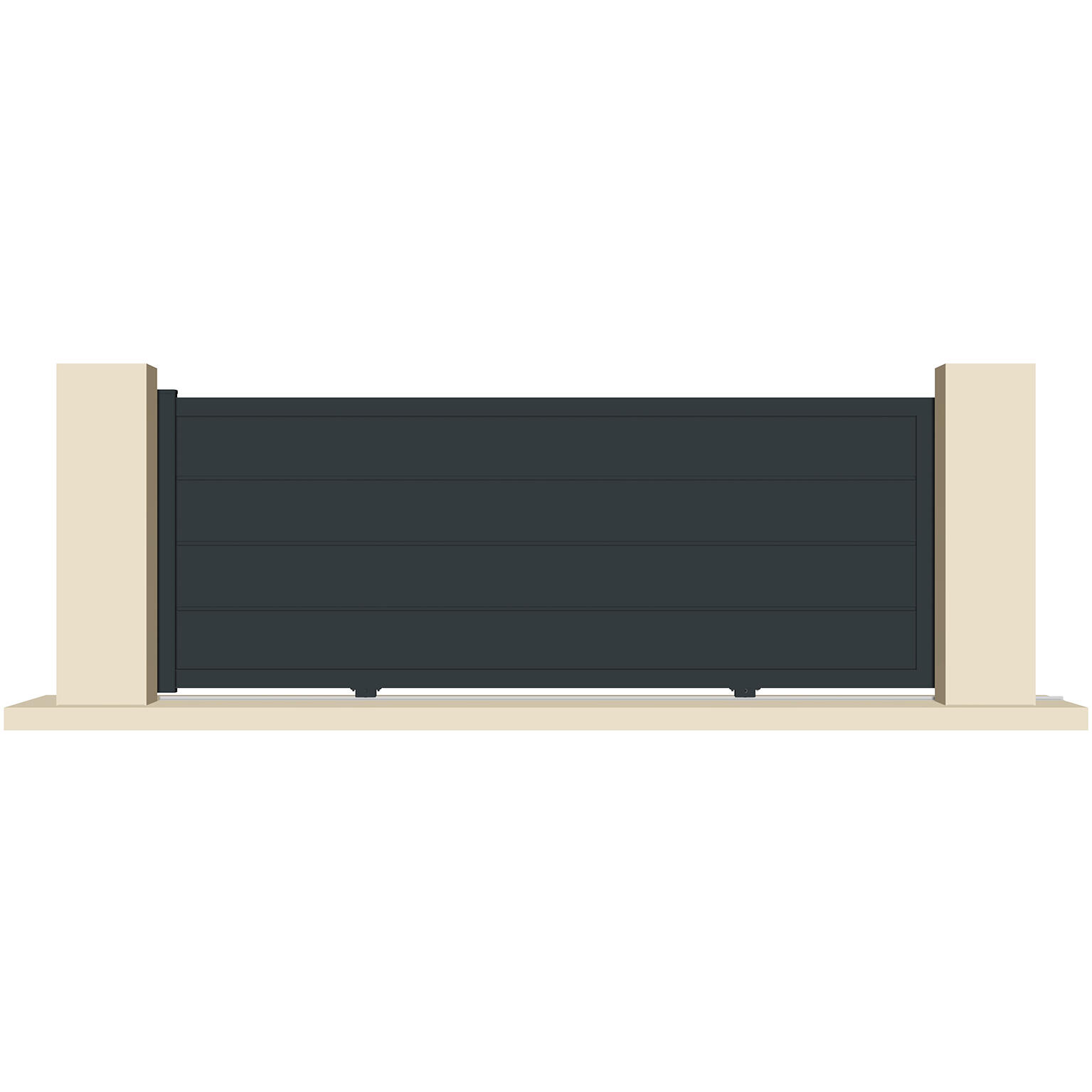 Portail coulissant aluminium Aze anthracite, l.358 x H.139.7 cm | Leroy ...