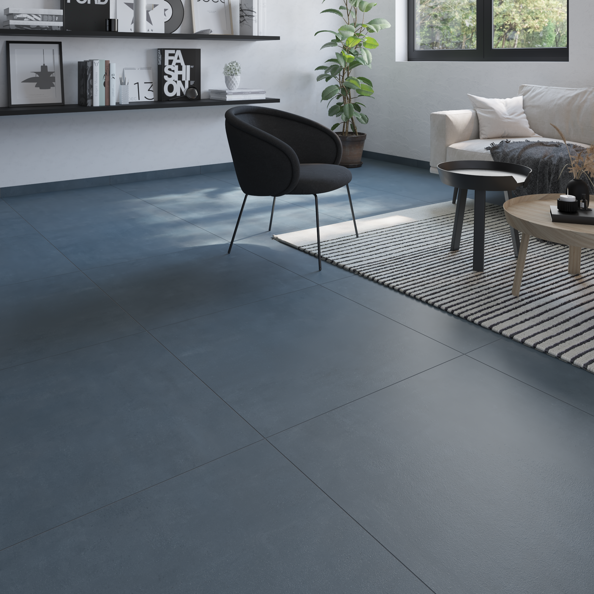 Carrelage effet béton bleu Blue l.80 x L.80 cm | Leroy Merlin