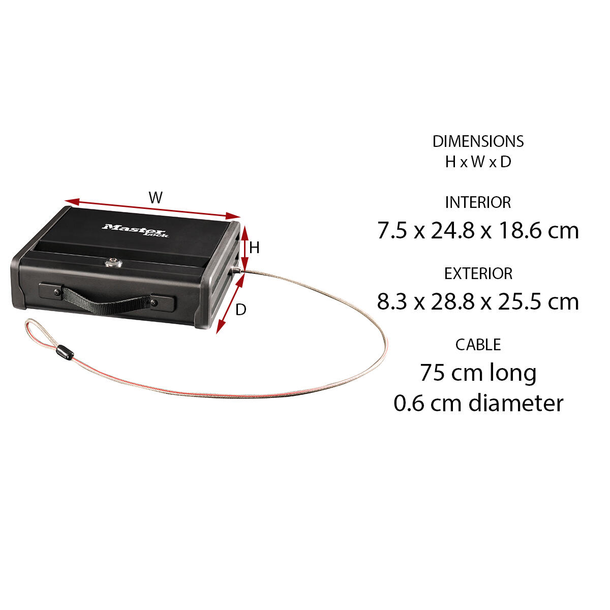 Minicoffre MASTER LOCK Minisafe à poser, H.8.3 x l.28.8 x P.25.5 cm ...