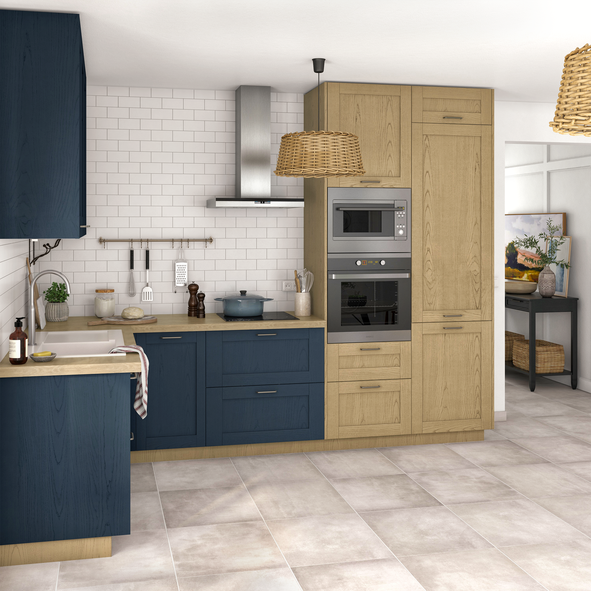 Meuble haut de cuisine Boston bleu marine 1 porte H26 x l60 | Leroy Merlin