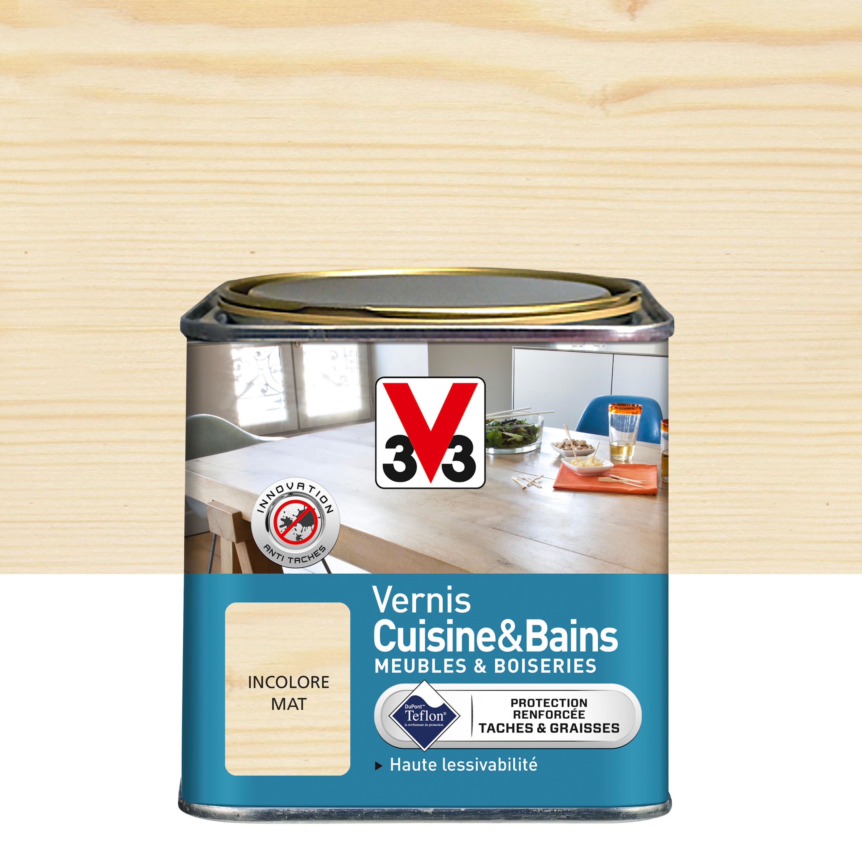 Vernis bois intérieur V33, incolore Vernis cuisine et bain mat, 0.75l ...