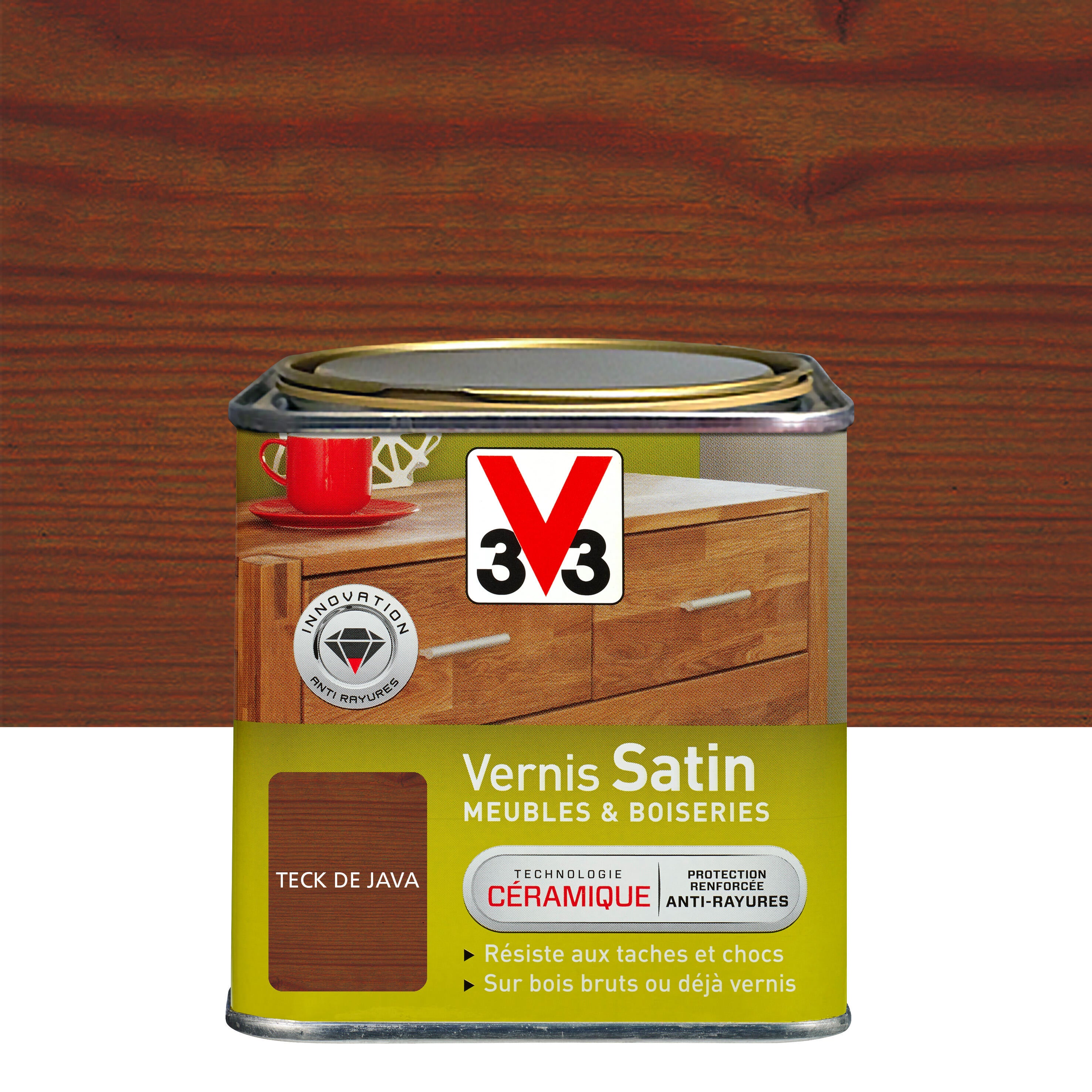 Vernis meuble et objet V33, teck de java satiné, 0.75l | Leroy Merlin